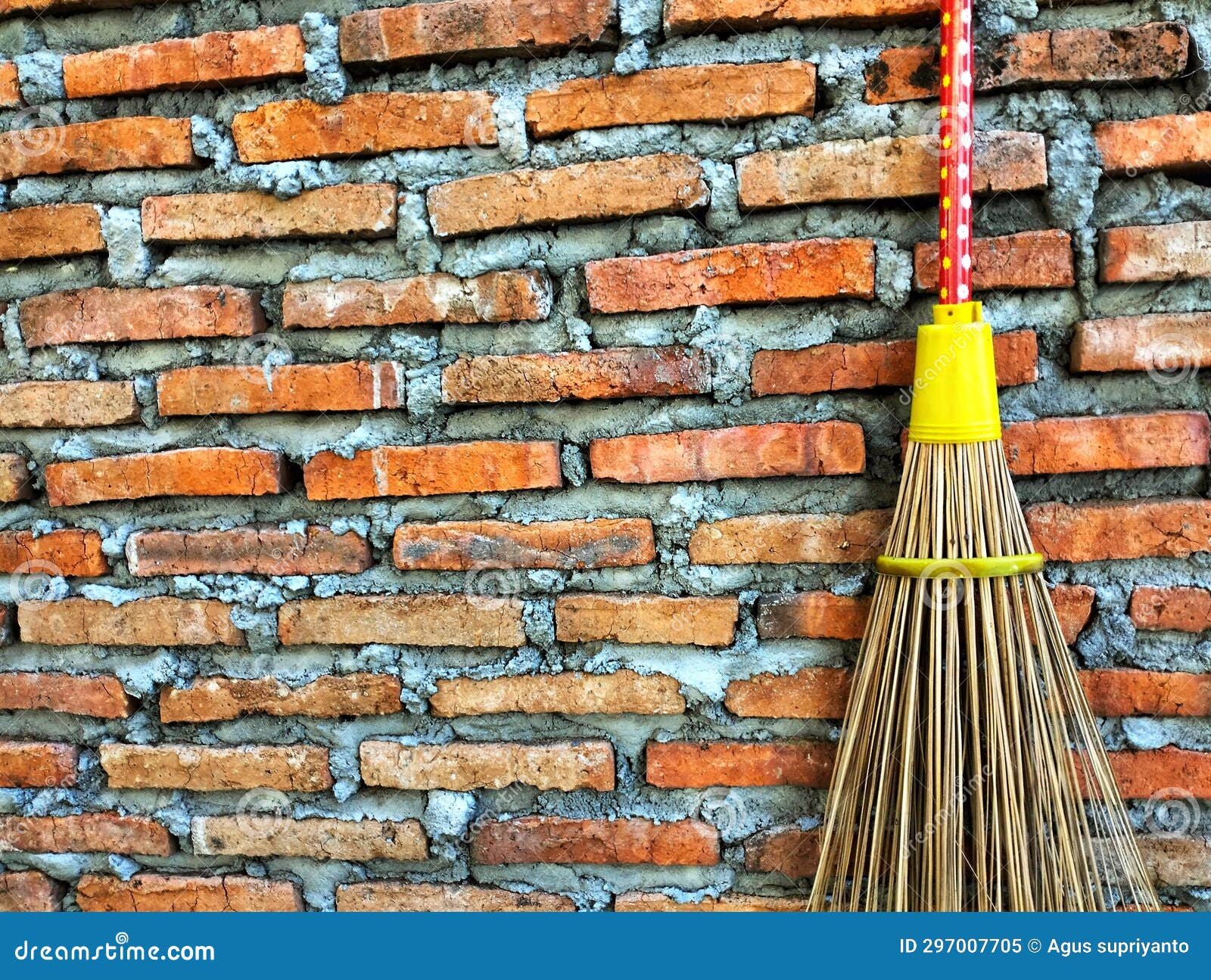 Broom Sticks Hung on Brick Walls Stock Image - Image of architecture ...