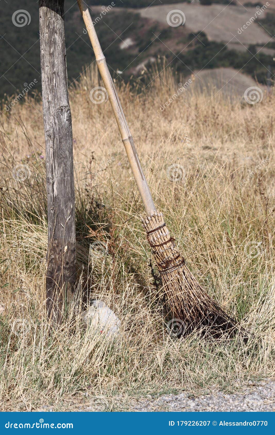 Broom for street cleaning stock image. Image of sidewalk - 179226207