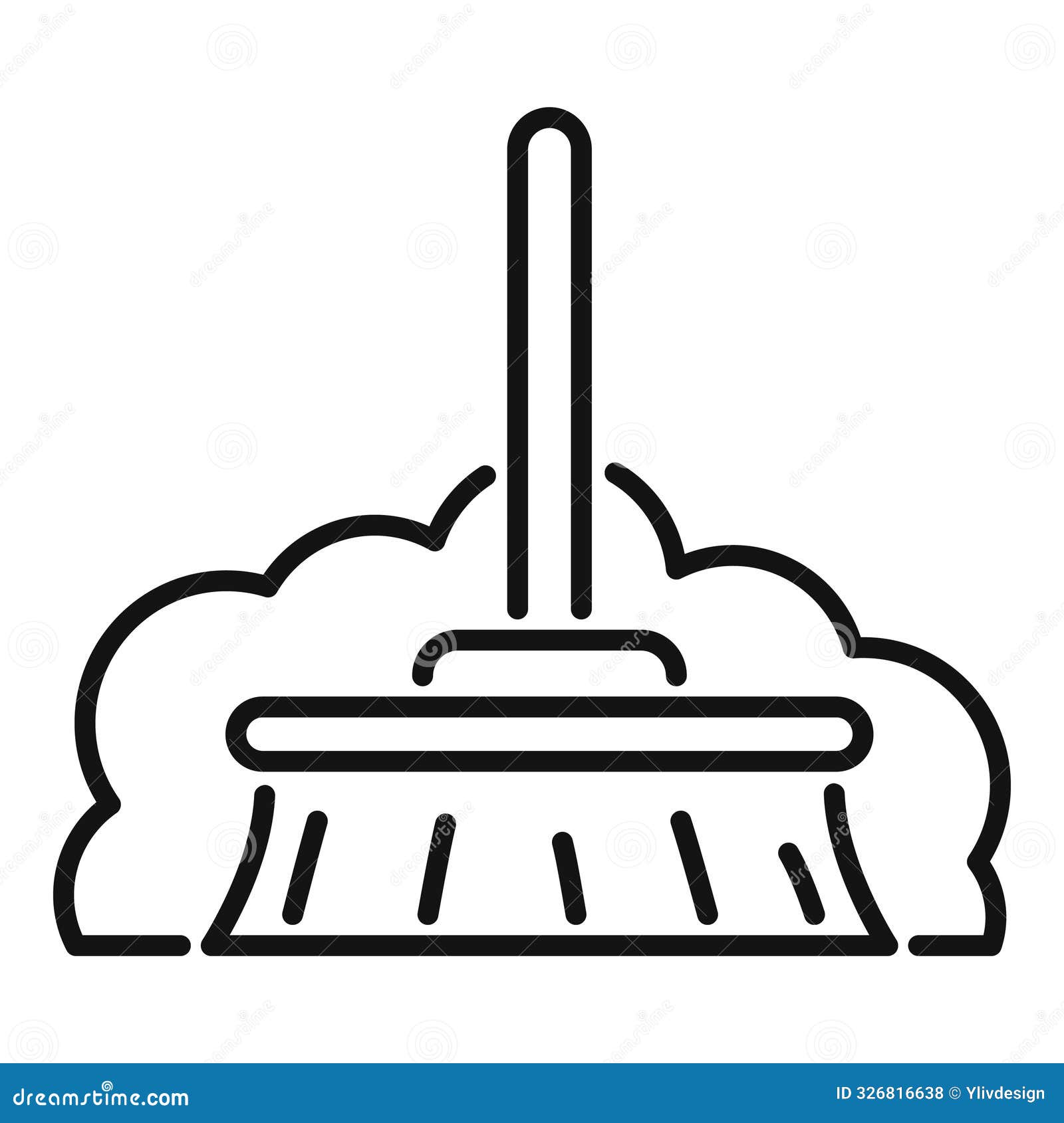 Broom Sweeping Dust Cloud Cleaning Icon Stroke Outline Stock ...