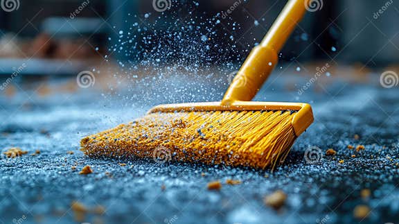 Broom Sweeping Snow Outdoors at Sunset Stock Image - Image of safety ...
