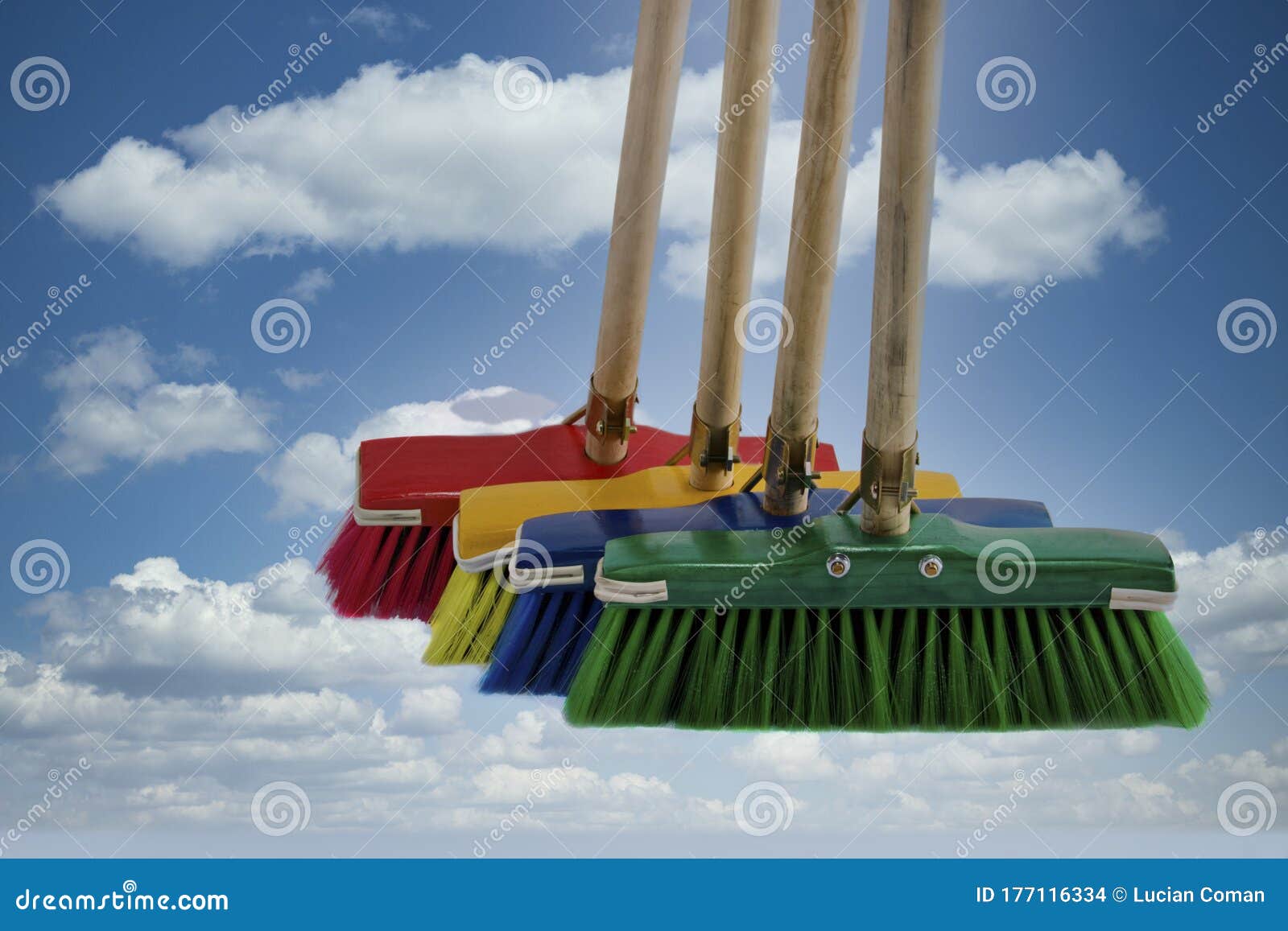 Brooms stock photo. Image of blue, multicolor, bristle - 177116334