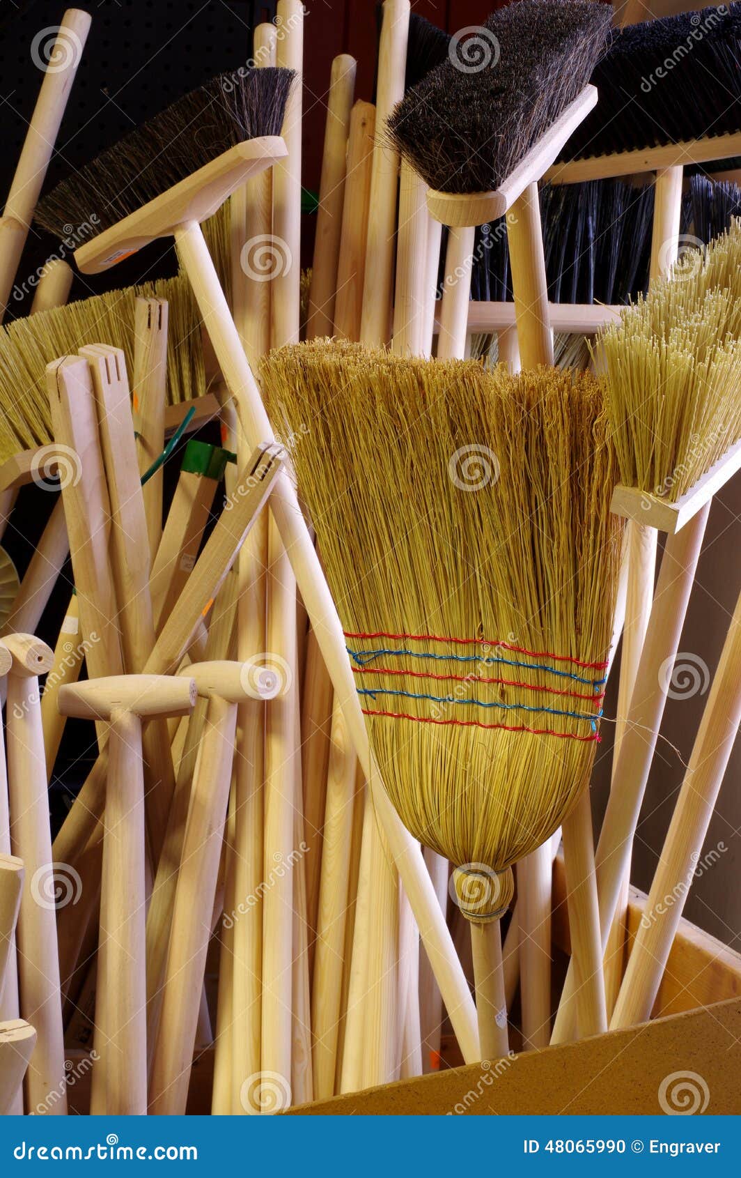 Brooms stock photo. Image of wooden, timber, tool, brush - 48065990