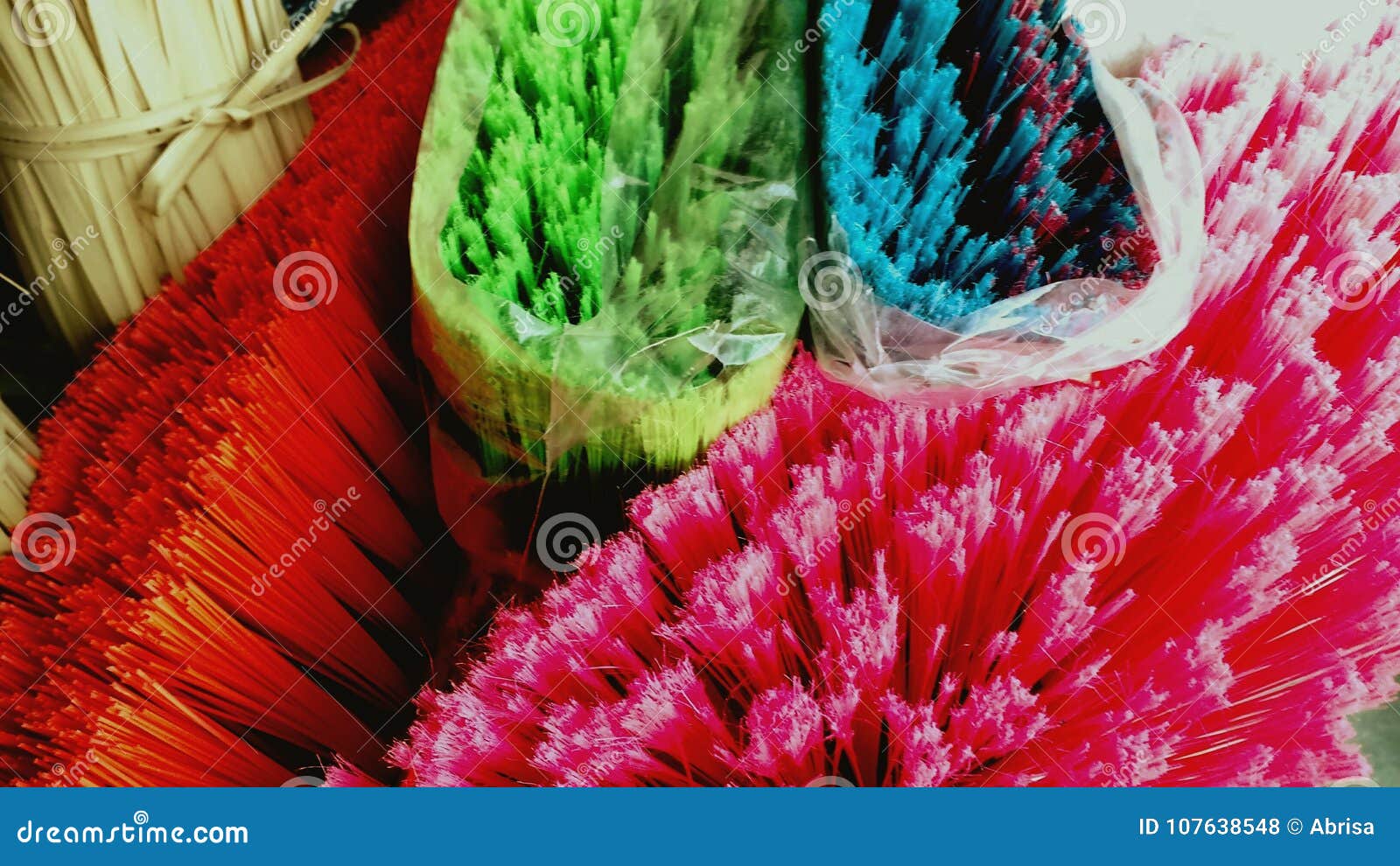 Brooms stock photo. Image of colors, contrast, home - 107638548