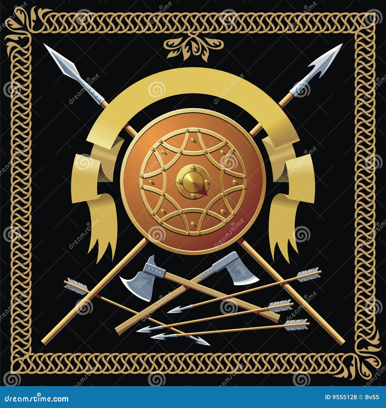 Broquel Medieval, Lanças, Fita Ilustração do Vetor - Ilustração de ...
