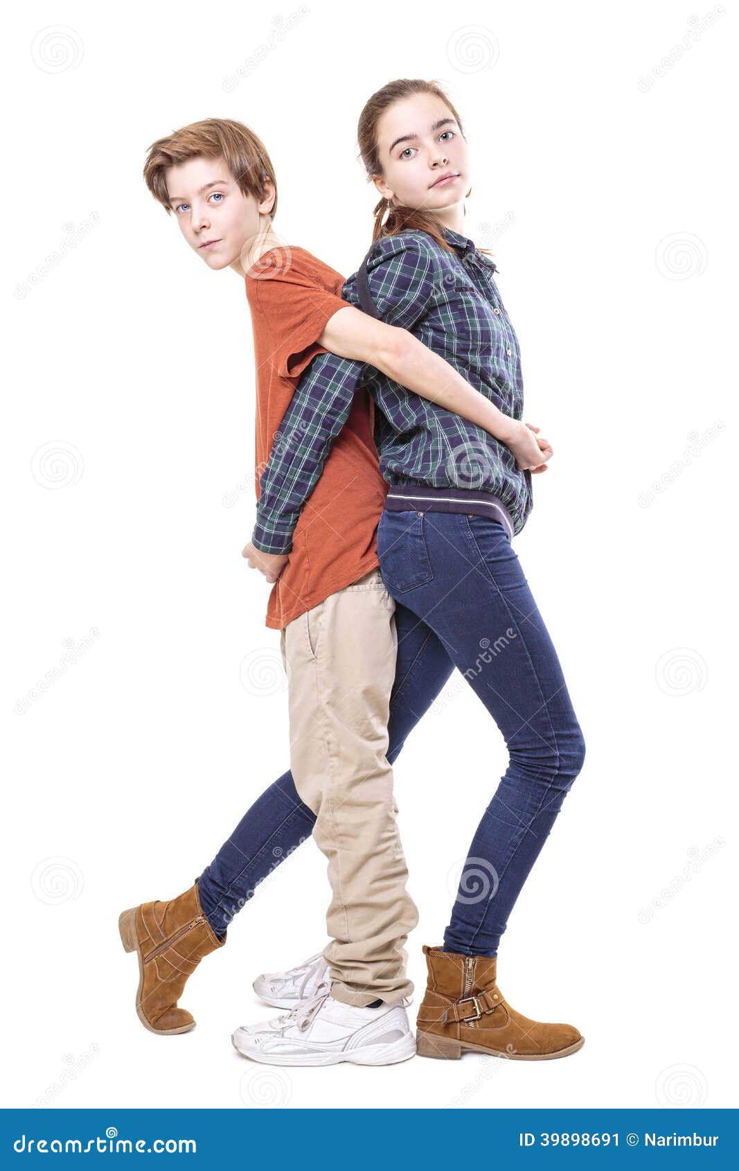 Brother and Sister Back on Back Stock Image - Image of isolated, love ...