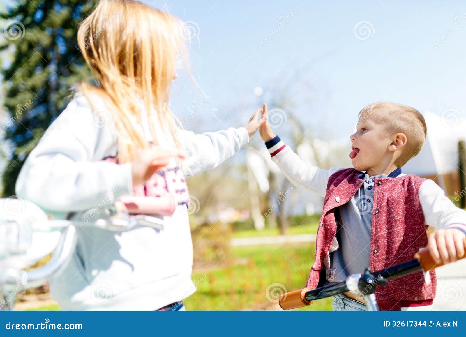 Brother and Sister Doing Handshake Stock Photo - Image of child, casual ...