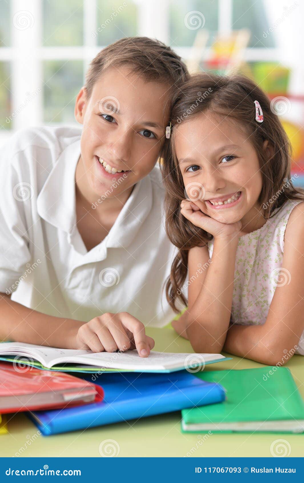 Brother and Sister Doing Homework Stock Image - Image of sister ...