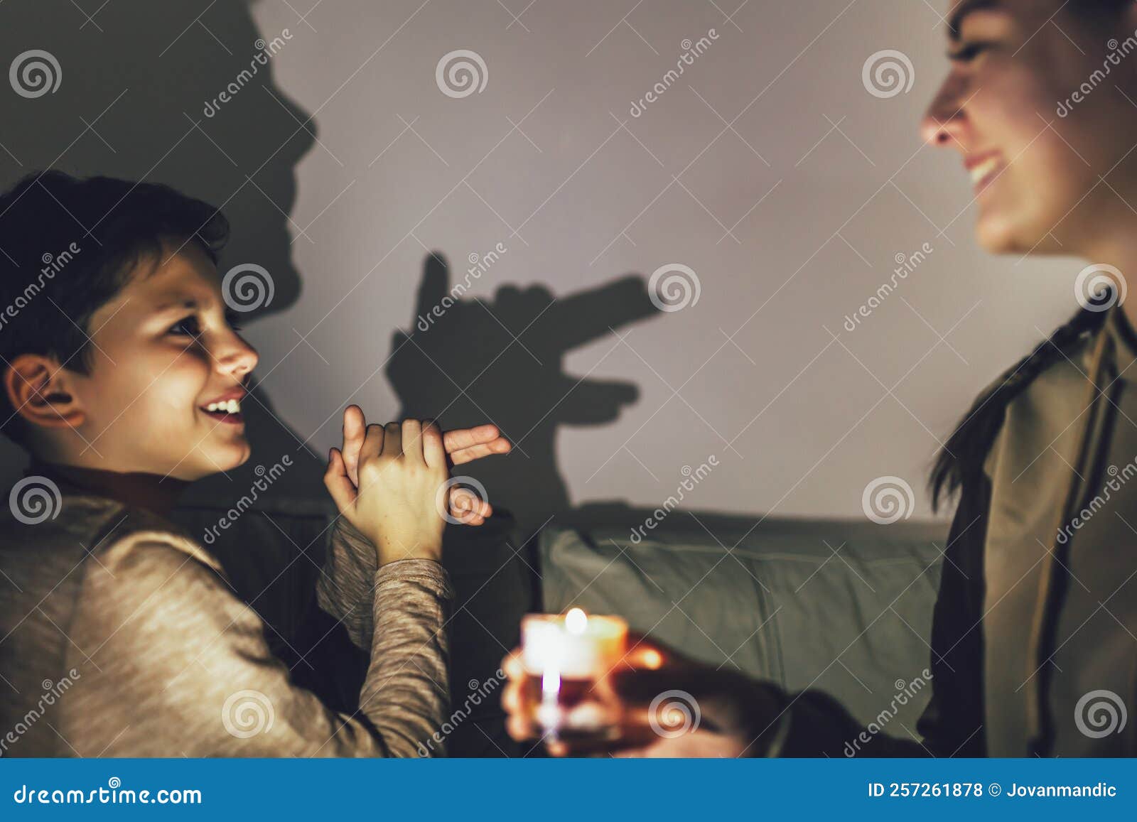 Brother and Sister Playing with Shadows at Home Stock Photo - Image of ...