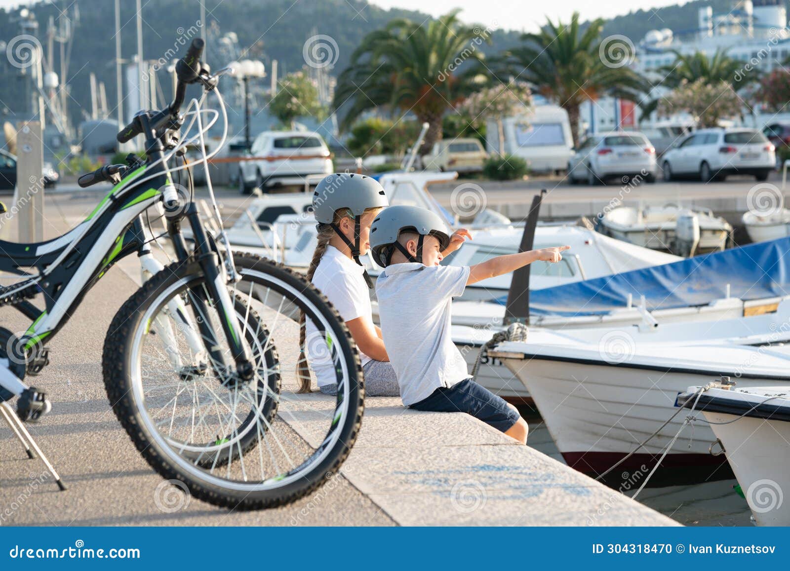 Brother and Sister Ride Bicycles on a Sunny Day Stock Photo - Image of ...