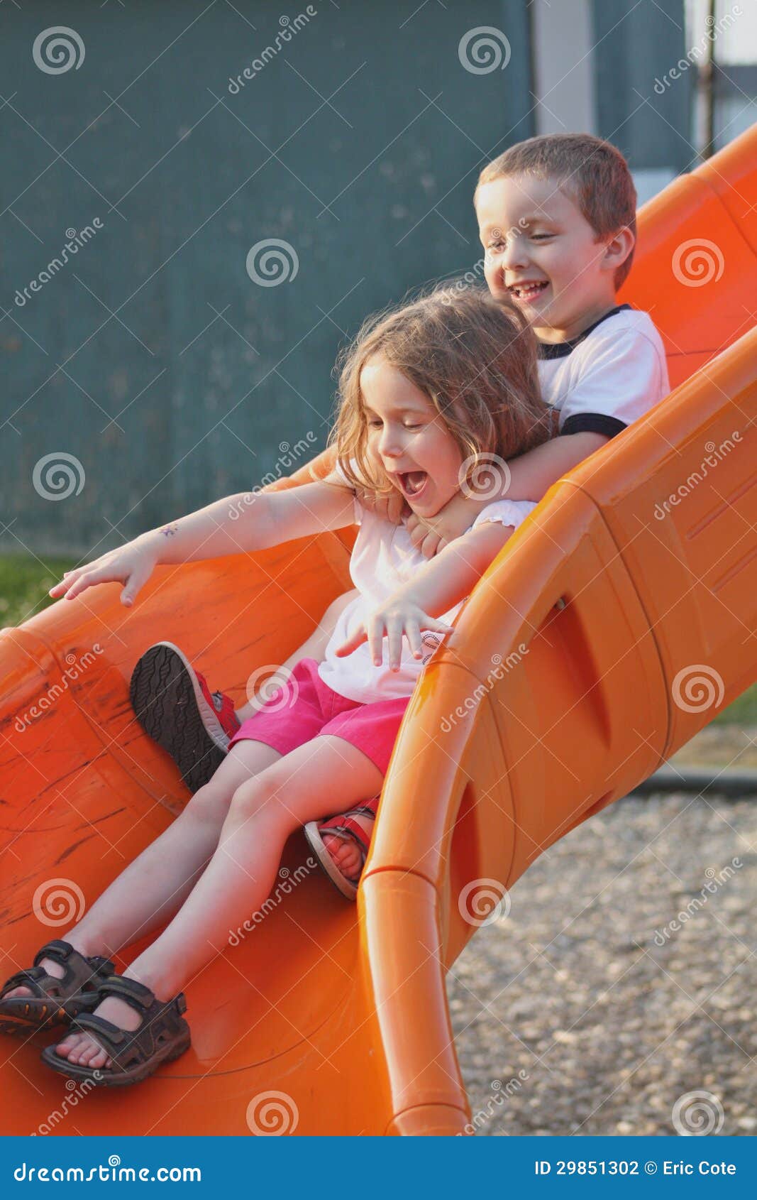 Kids sliding stock photo. Image of sister, cute, playful - 29851302