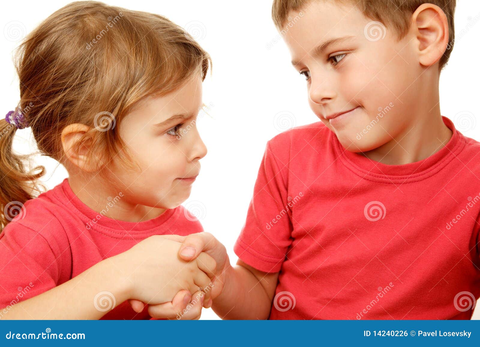 Brother And Sister With Smile Shake Hands Stock Photo | CartoonDealer ...