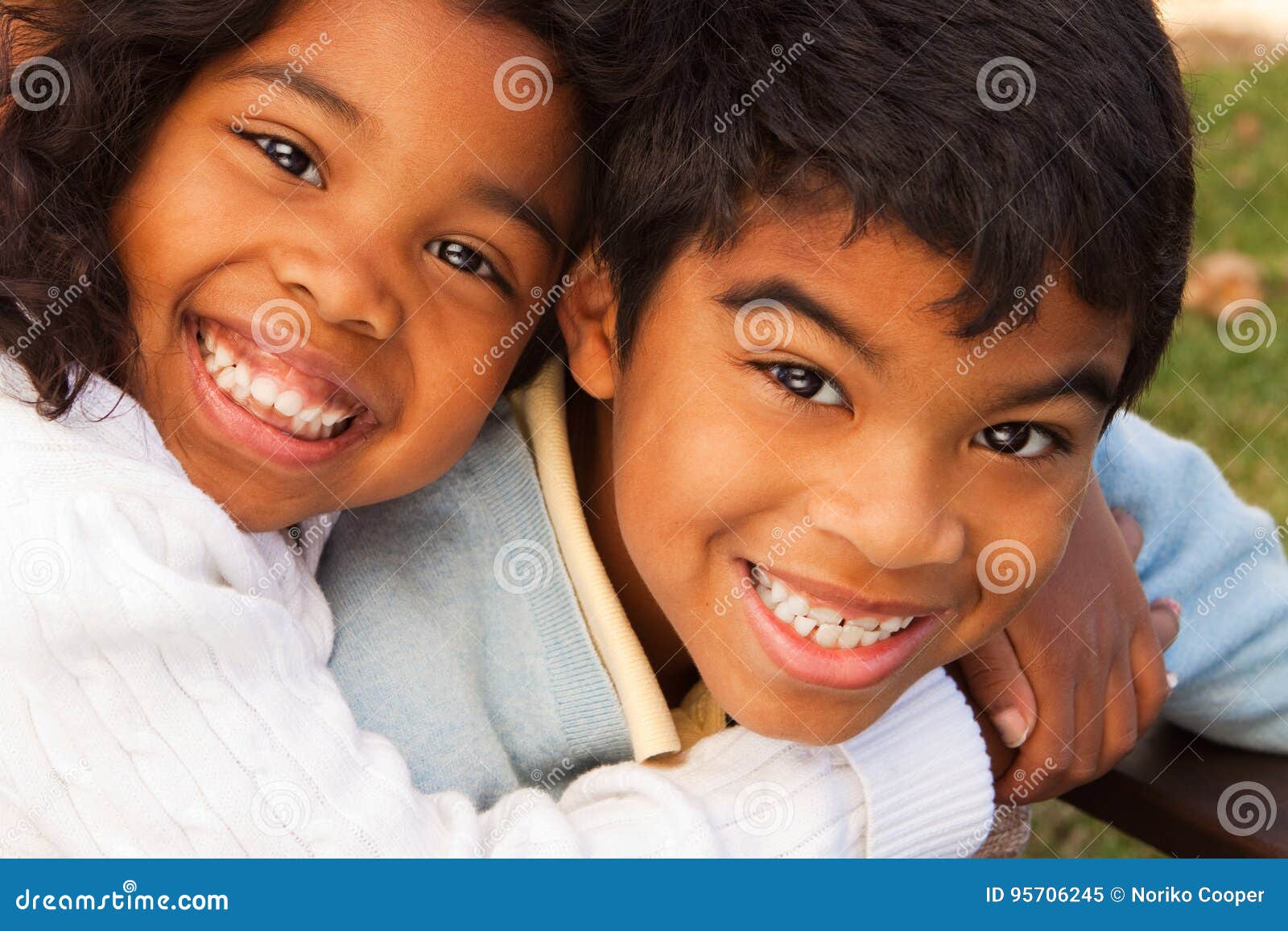 Brother and Sister Smiling and Laughing. Stock Image - Image of ...