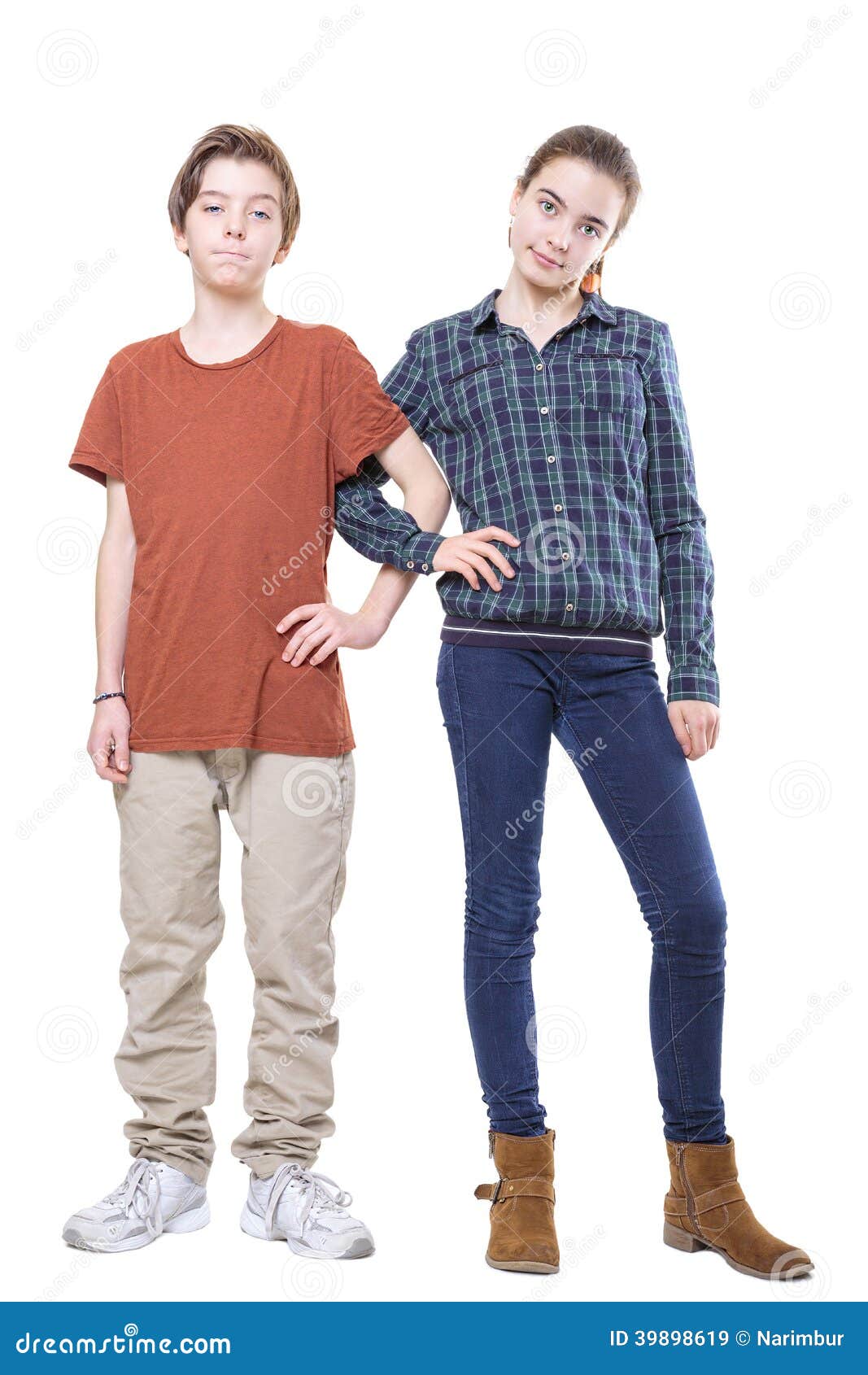 Brother and Sister Standing with Linked Arms Stock Image - Image of ...