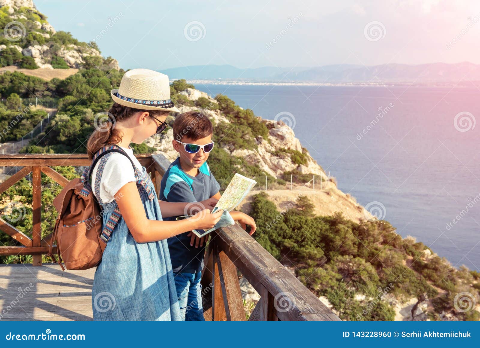 Brother and Sister Travel through the Mountains Stock Photo - Image of ...