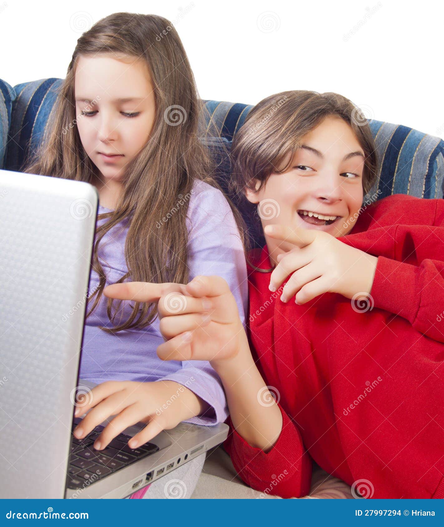Brother and Sister Using Laptop Stock Photo - Image of laptop, happy ...