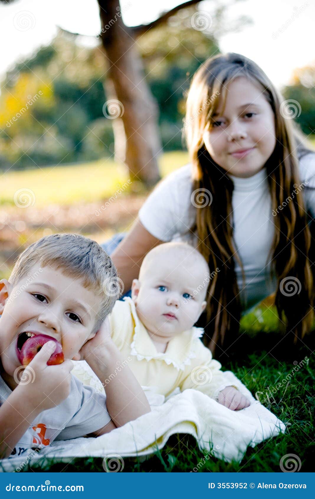 Brother with two sisters stock photo. Image of leisure - 3553952