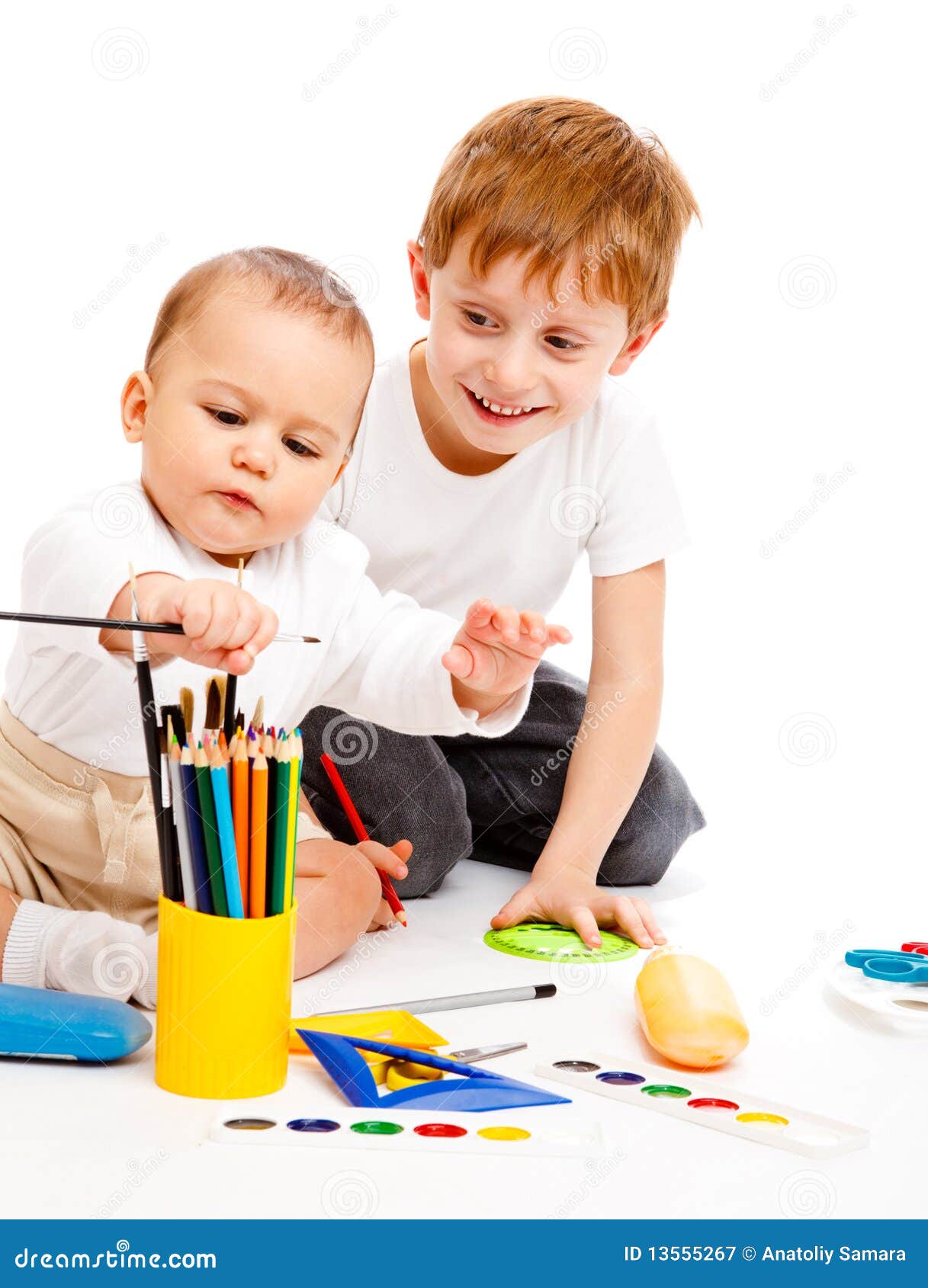 Brothers drawing stock image. Image of color, little - 13555267