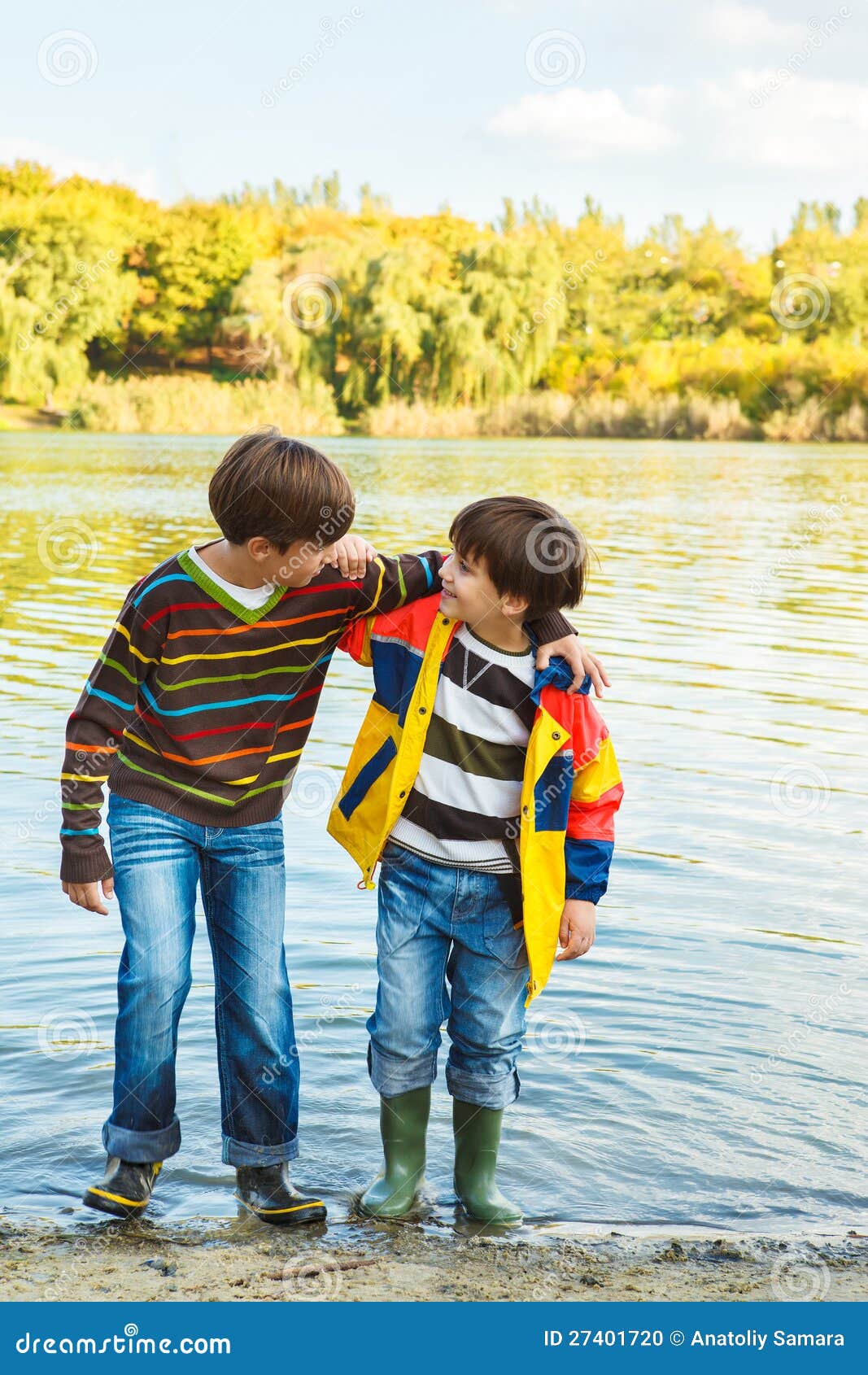 Brothers embracing stock photo. Image of kids, fall, laughing - 27401720
