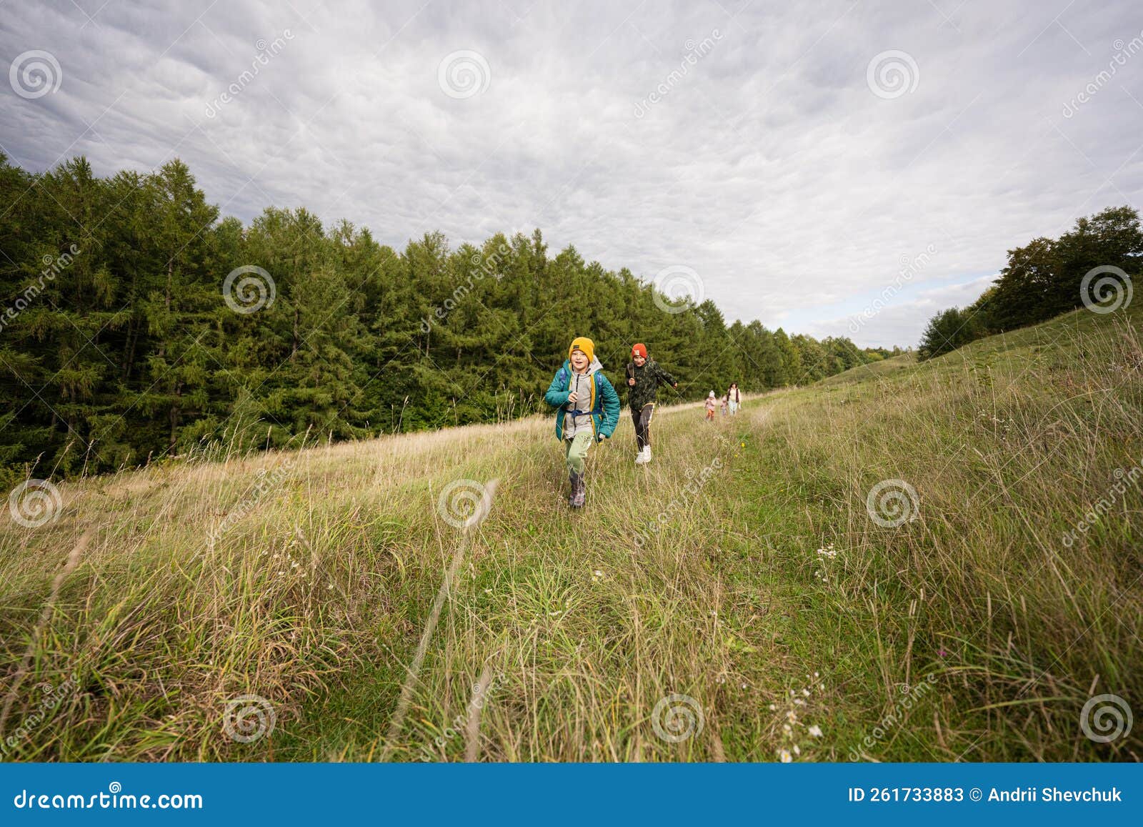 Brothers Having Fun and Run Outdoor Near Forest Stock Image - Image of ...