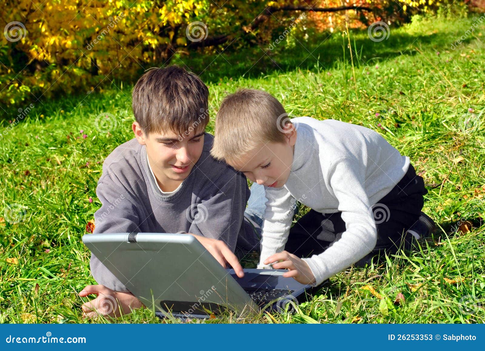 Brothers with notebook stock image. Image of cute, cheerful - 26253353
