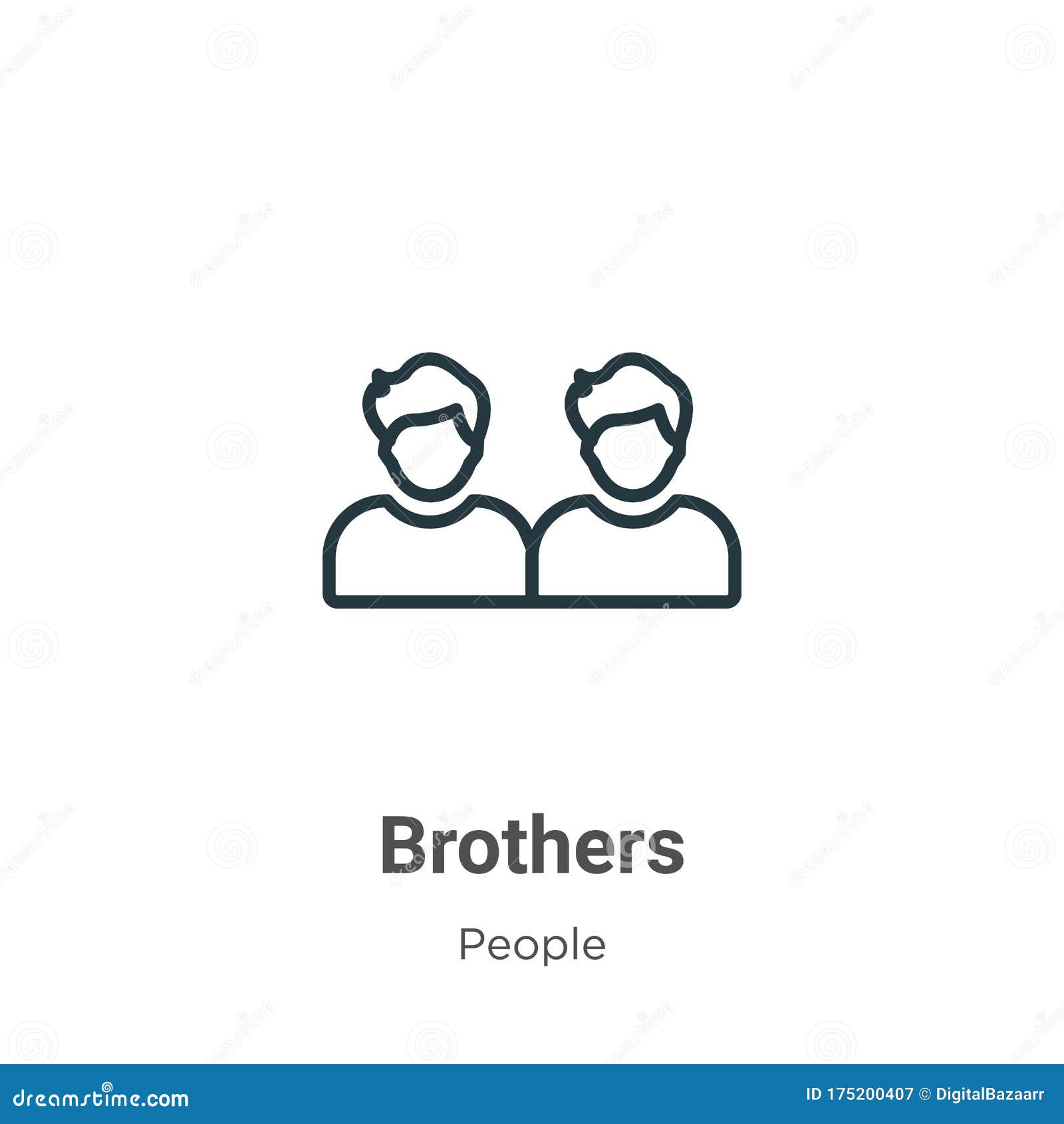 Brothers Outline Vector Icon. Thin Line Black Brothers Icon, Flat ...