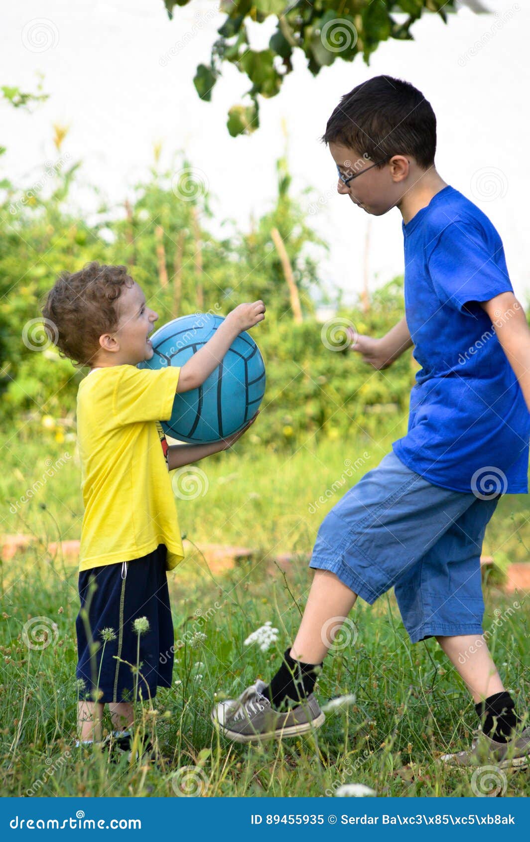 Brothers playing ball stock image. Image of healthy, infant - 89455935
