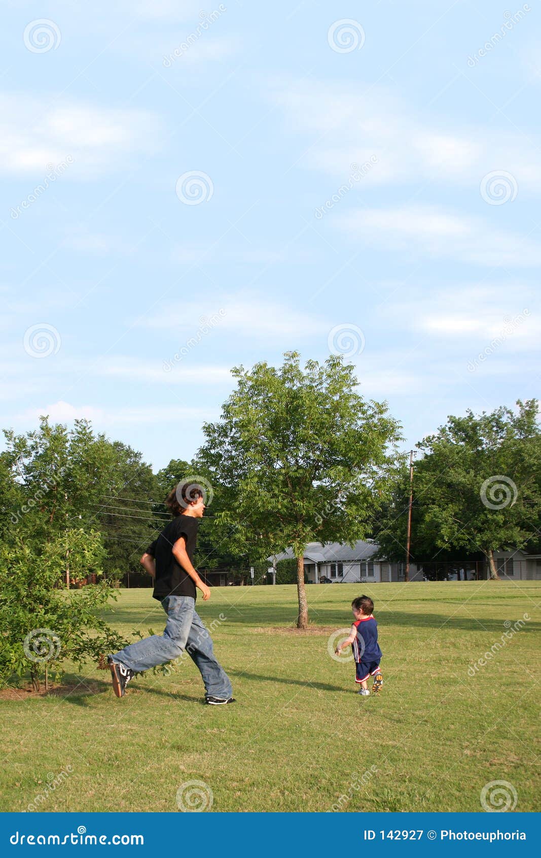 Brothers Playing Chase at the Park Stock Image - Image of children ...