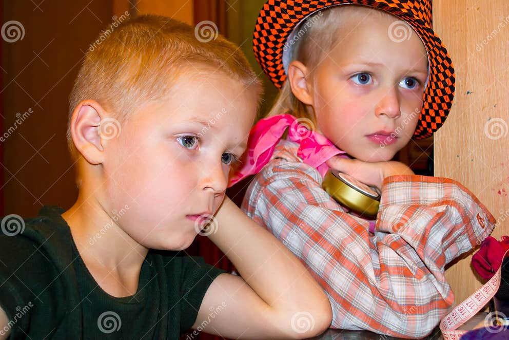Brothers are Playing on the Computer Stock Image - Image of emotion ...