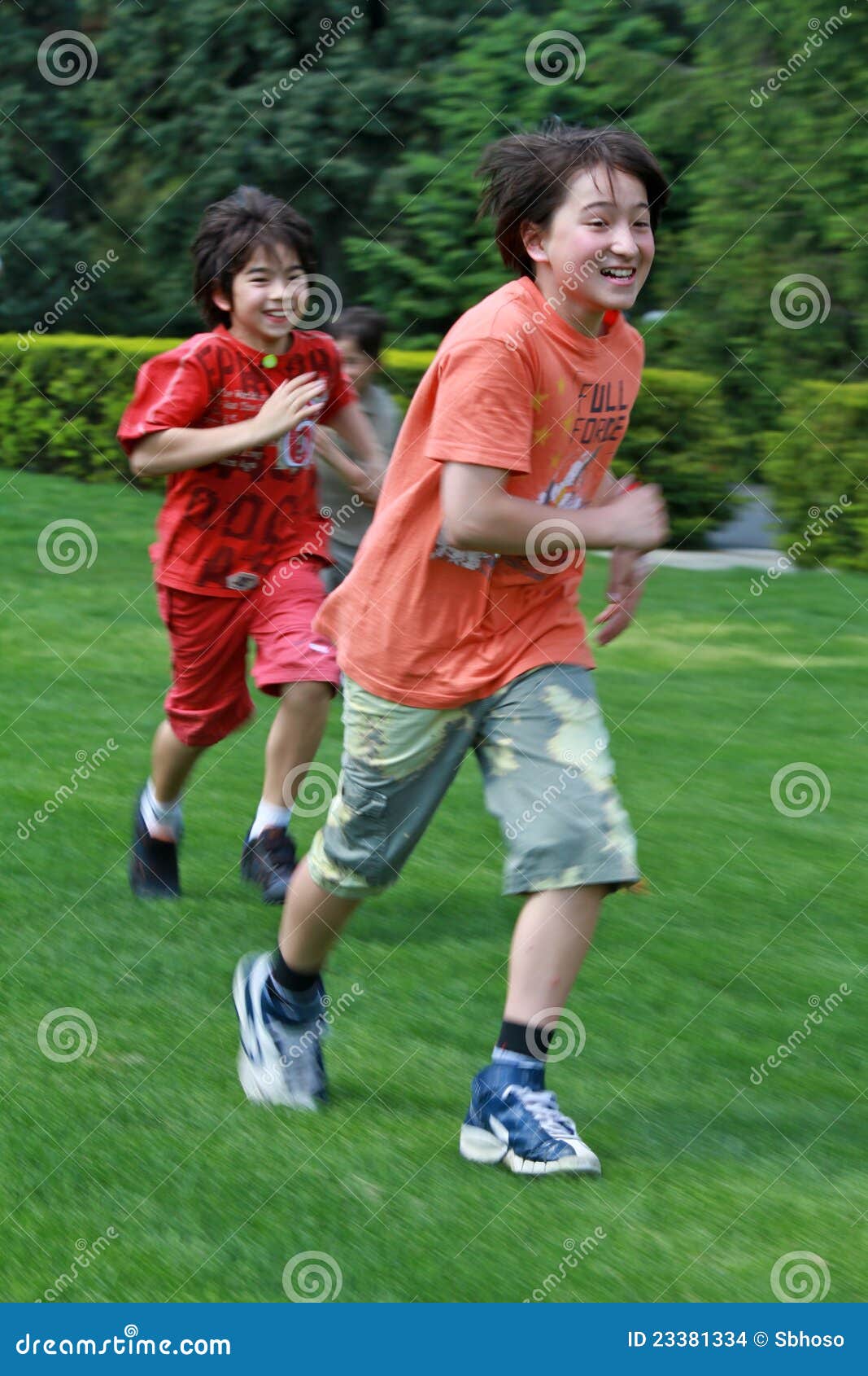 Brothers Playing Tag at the Park Stock Photo - Image of asian, park ...