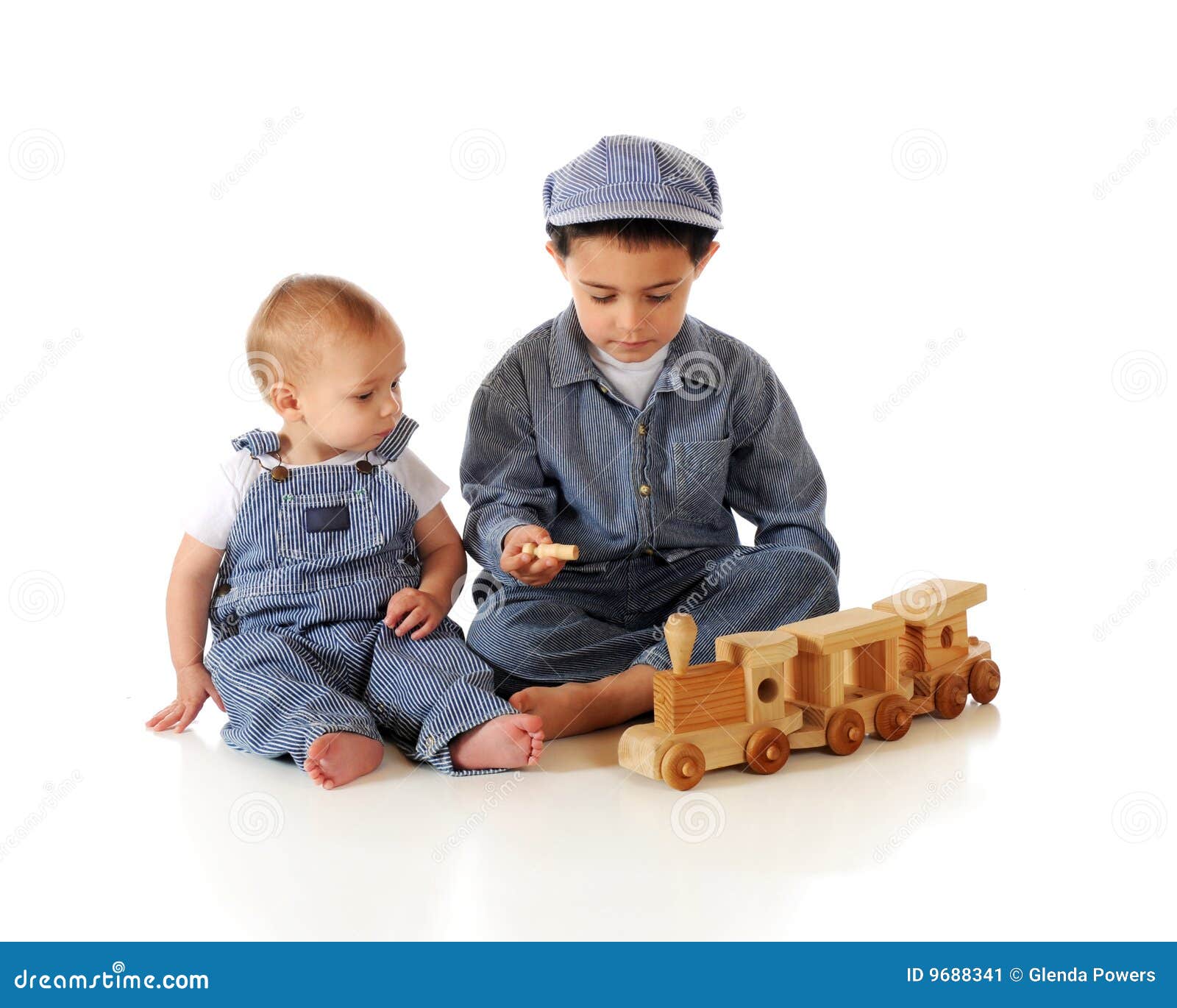 Brothers Playing Train stock image. Image of engineer - 9688341