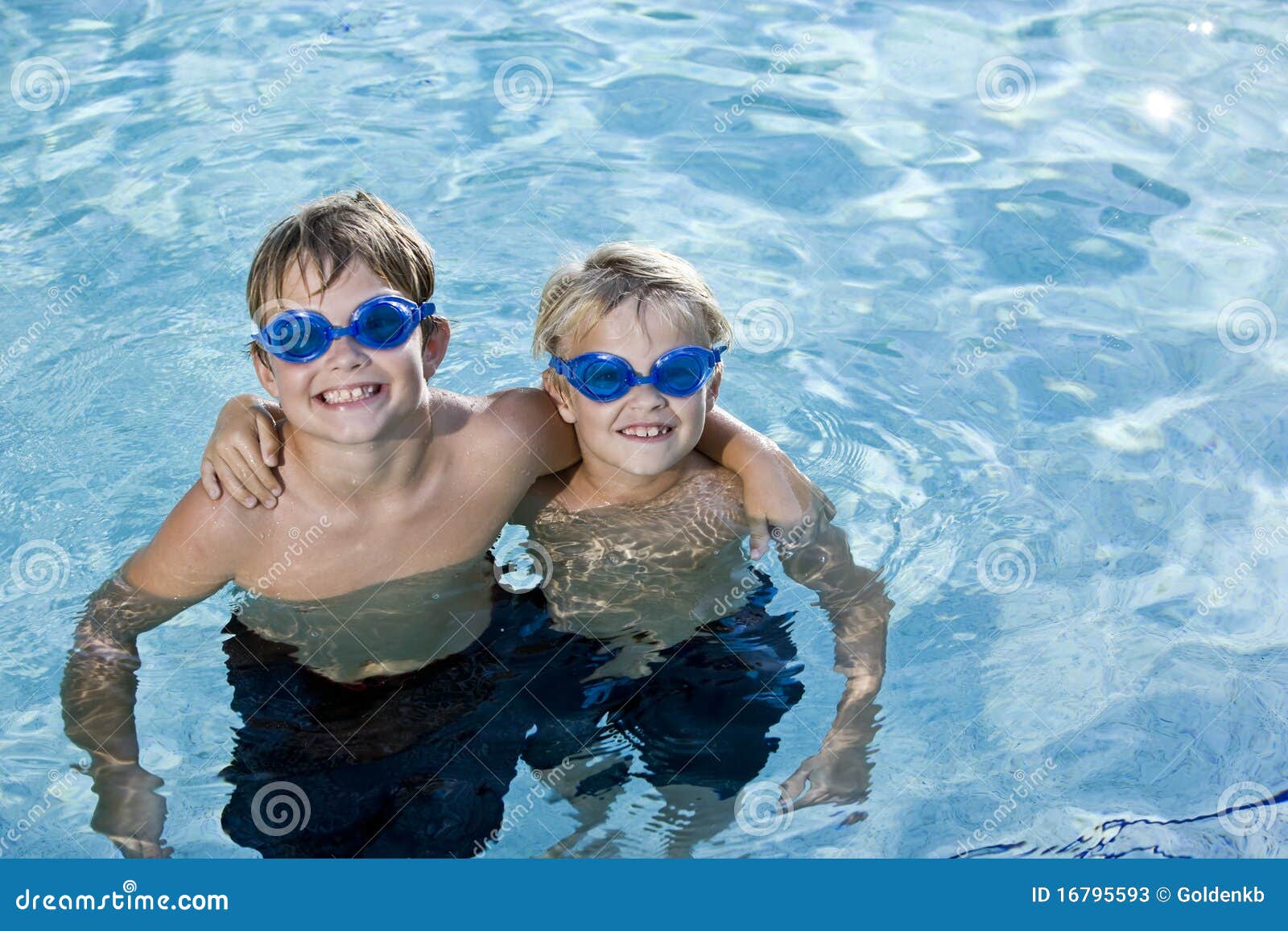 Brothers Posing Together in Swimming Pool Stock Image - Image of ...