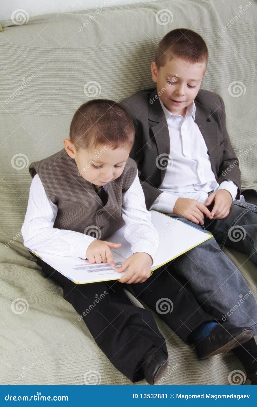 Brothers reading book stock image. Image of children - 13532881