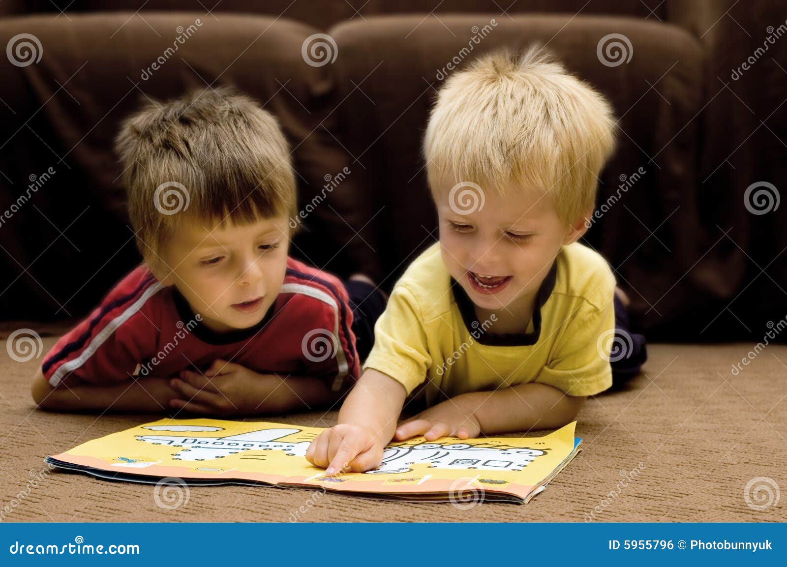 Brothers reading together stock photo. Image of sibling - 5955796
