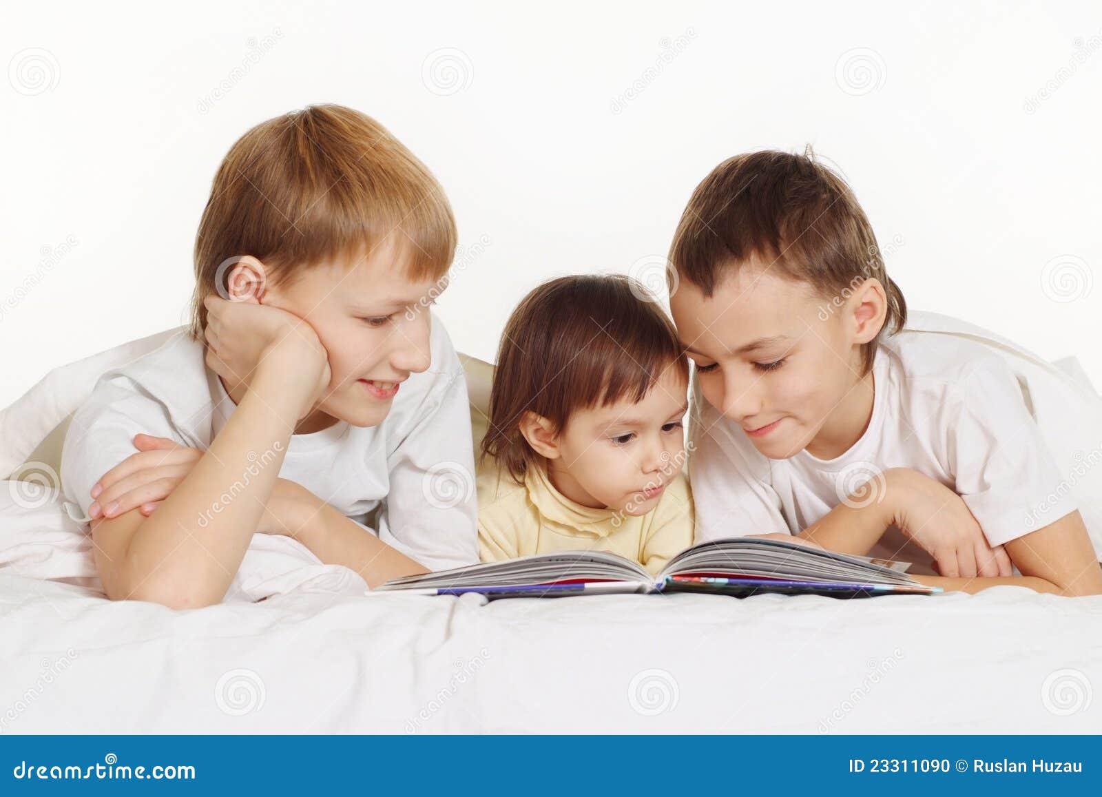 Brothers and Sister Reading Stock Photo - Image of book, together: 23311090