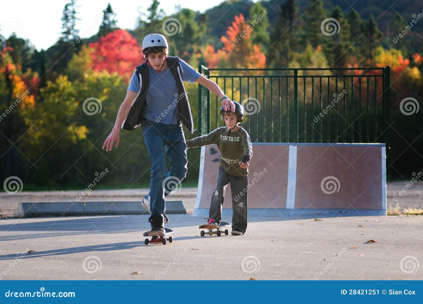 Brothers skateboarding stock image. Image of ramp, trees - 28421251
