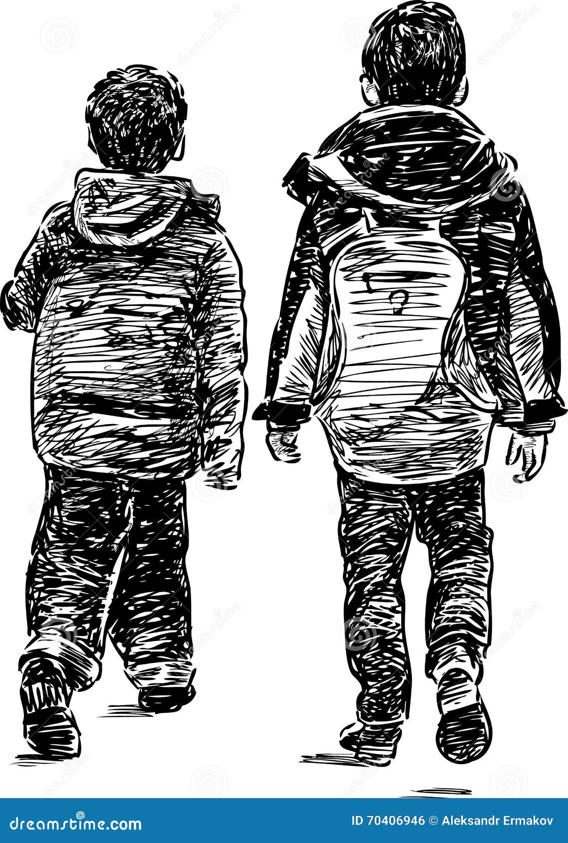 Brothers on a walk stock vector. Illustration of preschoolers - 70406946