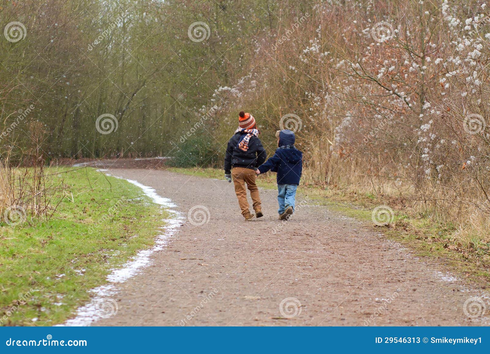 Brothers Walking Together Along a Country Trail Stock Image - Image of ...