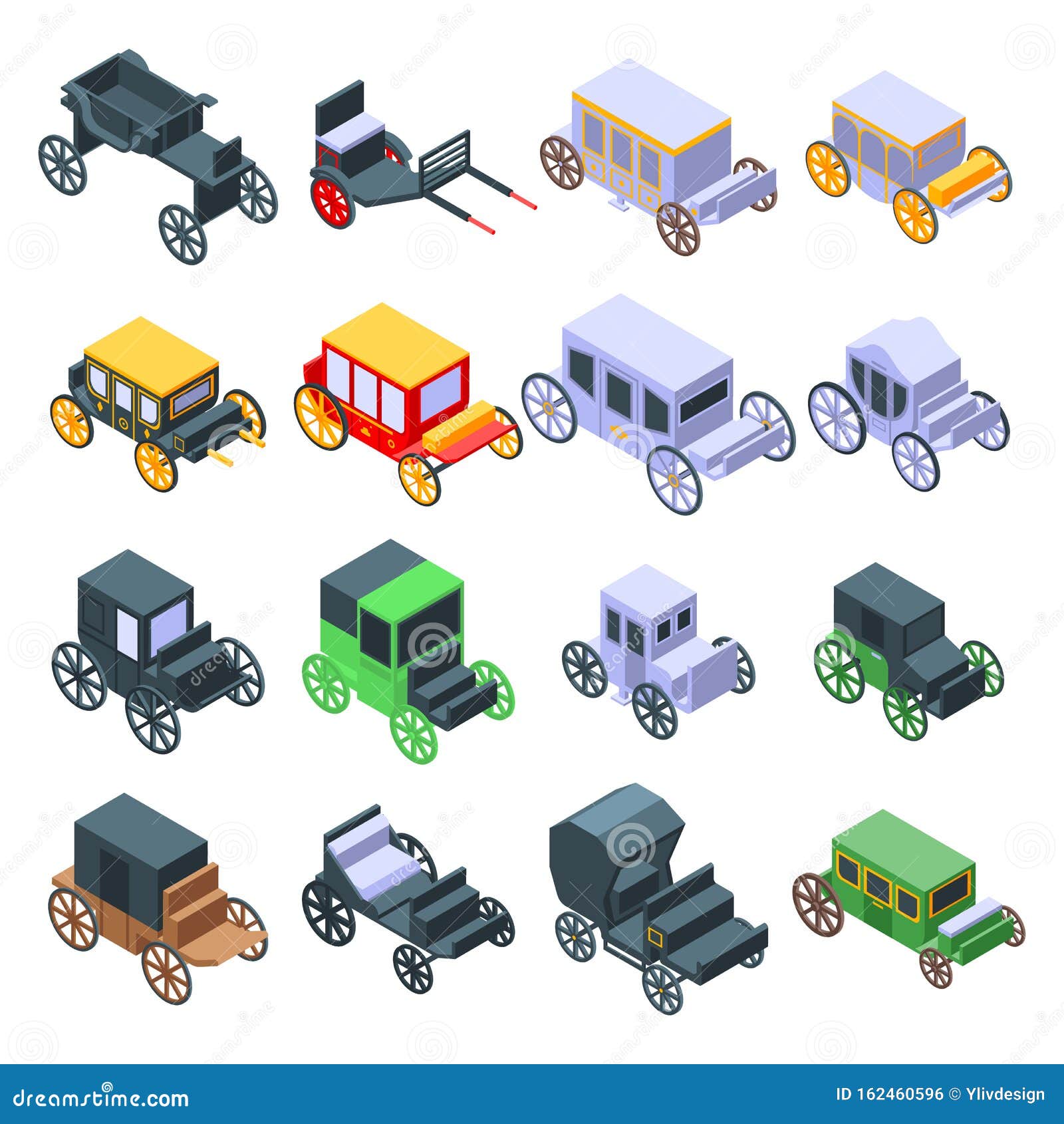 Brougham Icons Set, Isometric Style Stock Vector - Illustration of ...