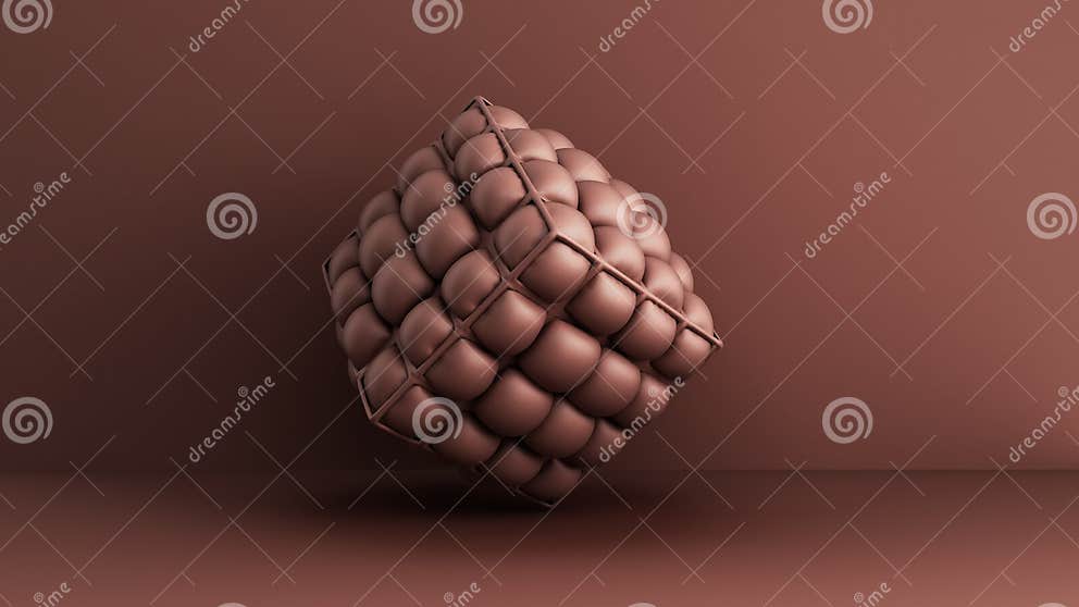 Broun Soft Cube Minimalistic Backgroung 3d Render Image Stock ...