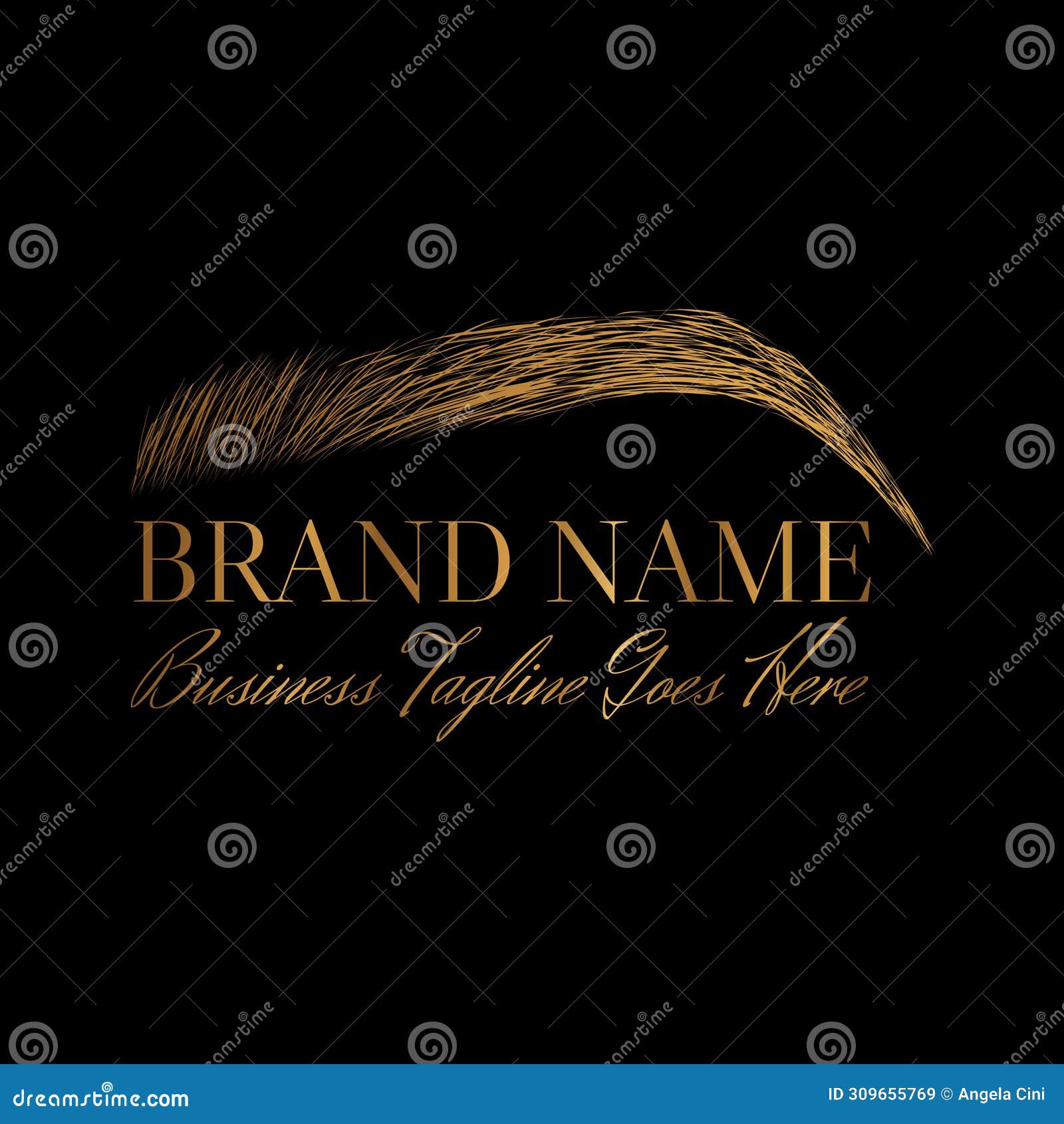 Brow Artist Logo Template with Gold Eyebrows Stock Illustration ...