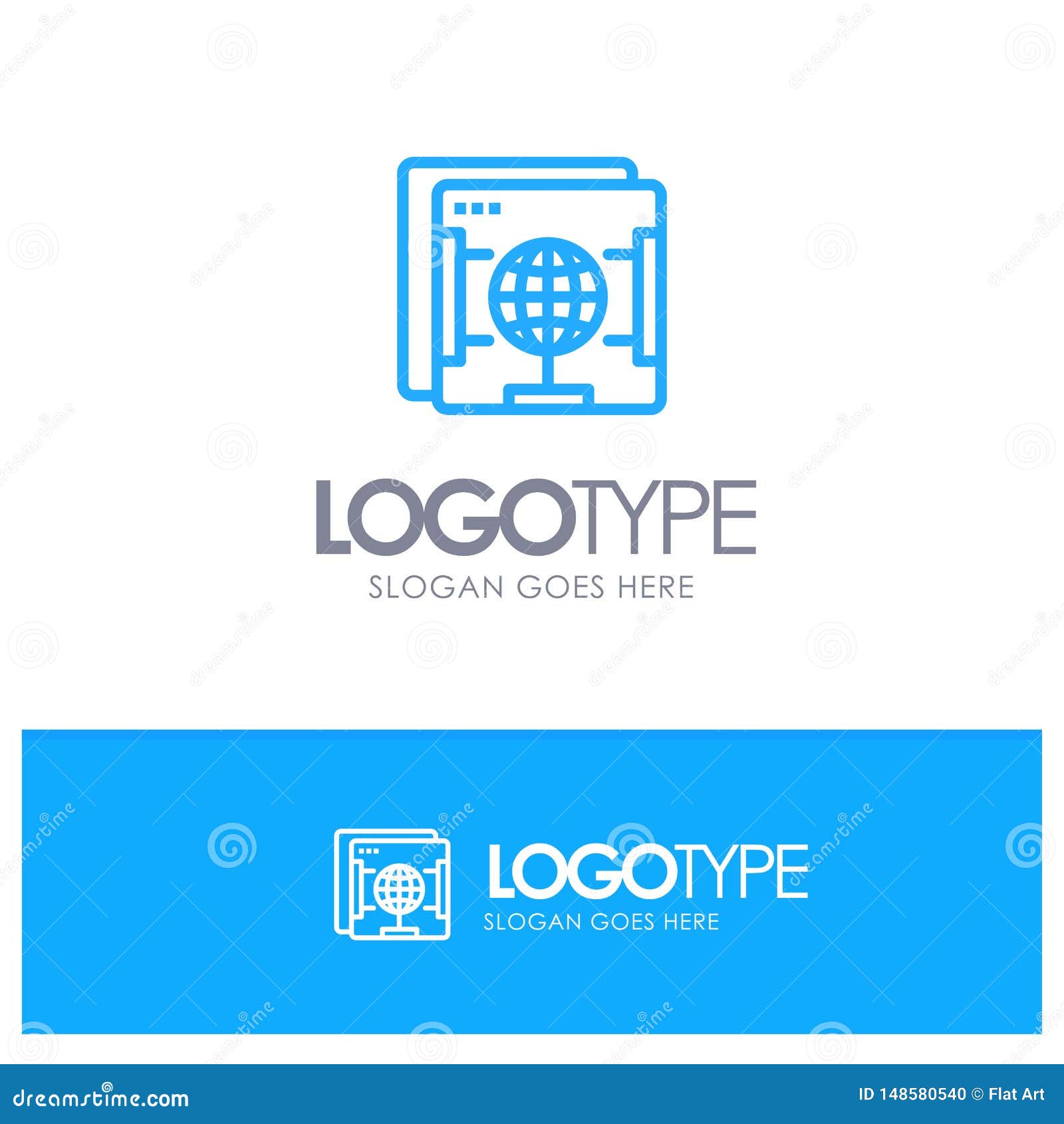 Brower, Internet, Web, Globe Logo Line Style Bleu Illustration de ...