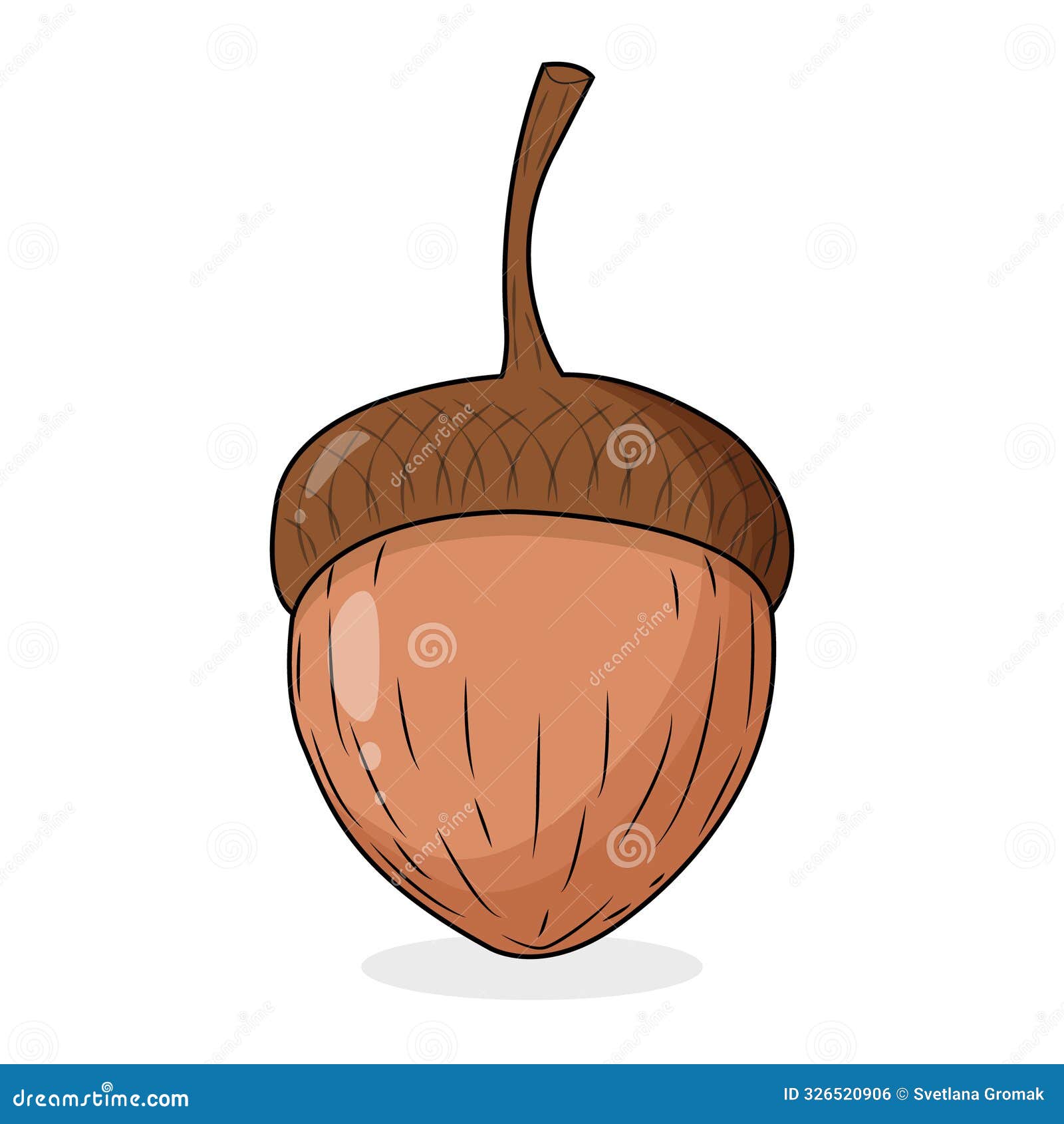 A Brown Acorn. Cartoon Illustration. Stock Illustration - Illustration ...