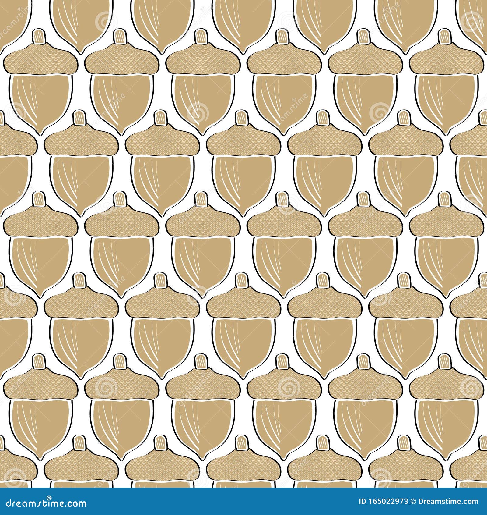 Brown Acorns on White Background Seamless Repeat Pattern. Background ...