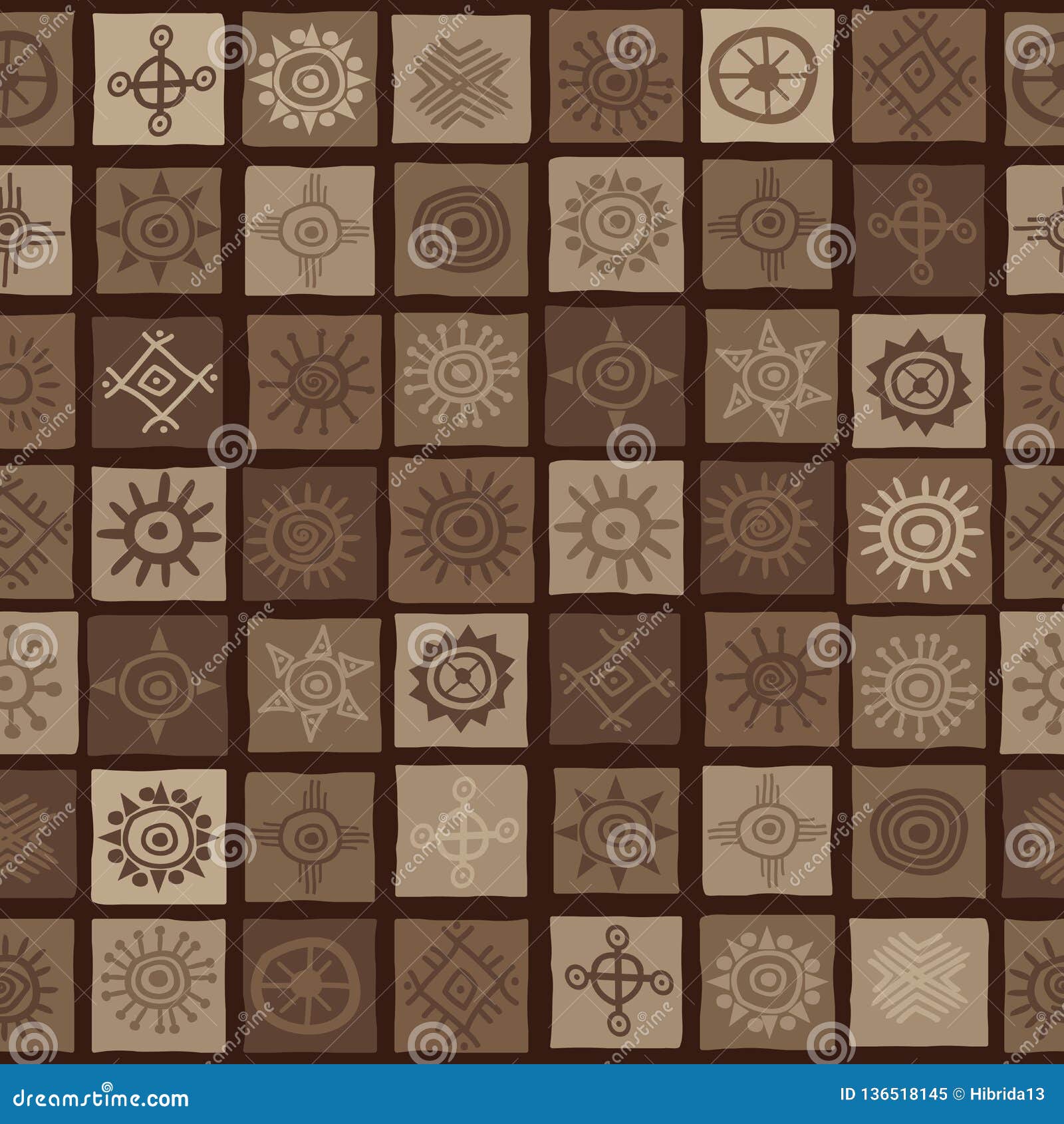 Brown African Background with Sun Symbols Stock Vector - Illustration ...