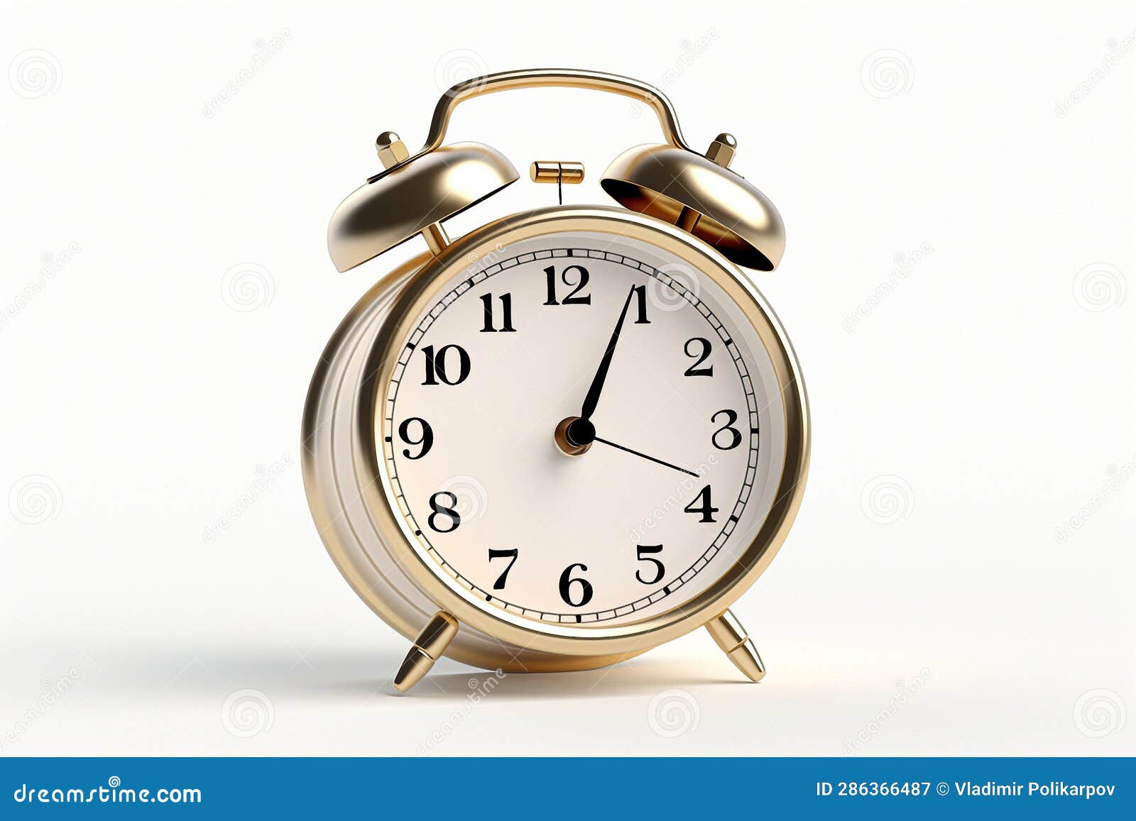 Brown Alarm Clock Isolated On White Background Stock Illustration