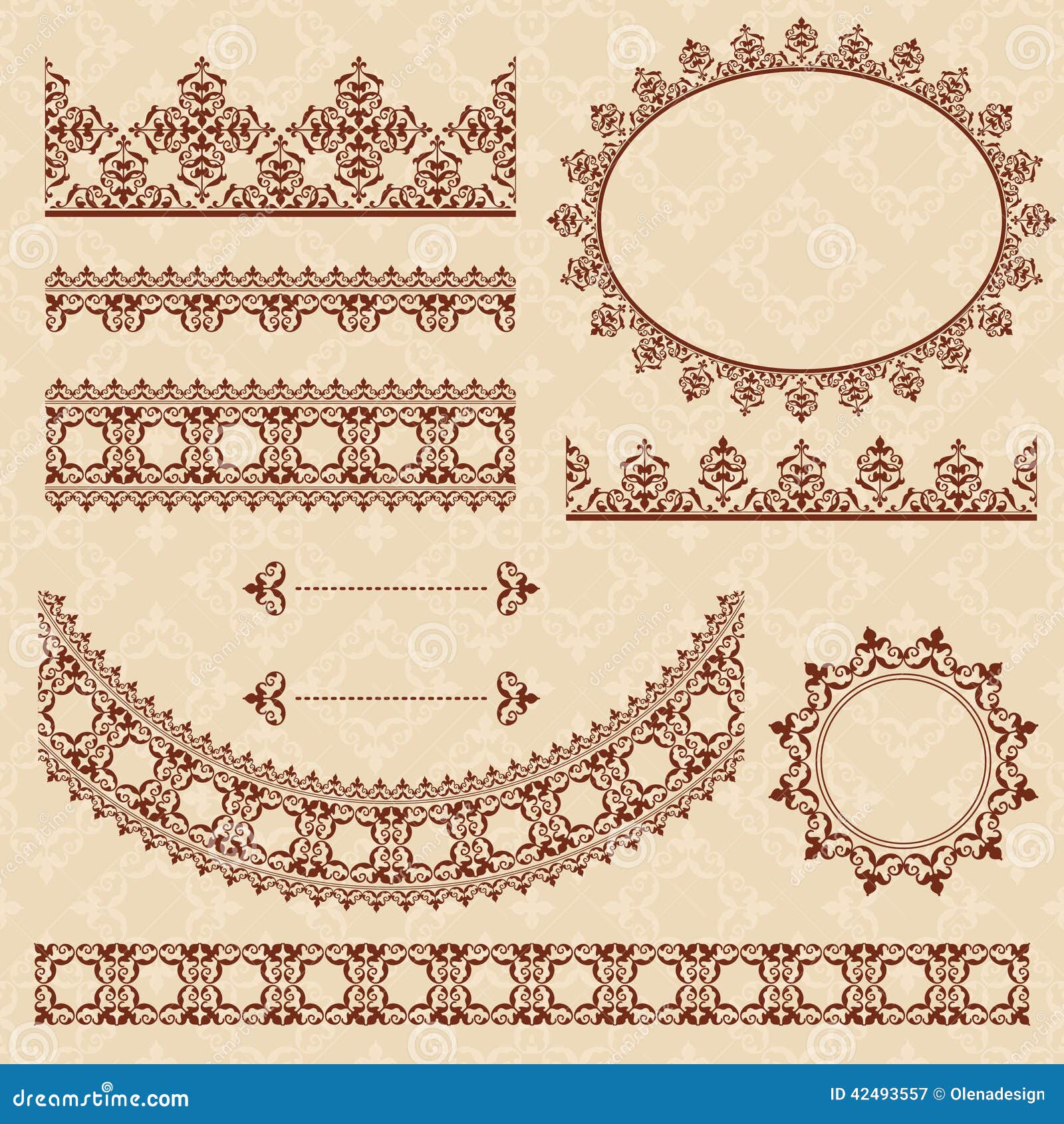 Brown Arabic Ornamental Elements - Vector Set Stock Vector ...