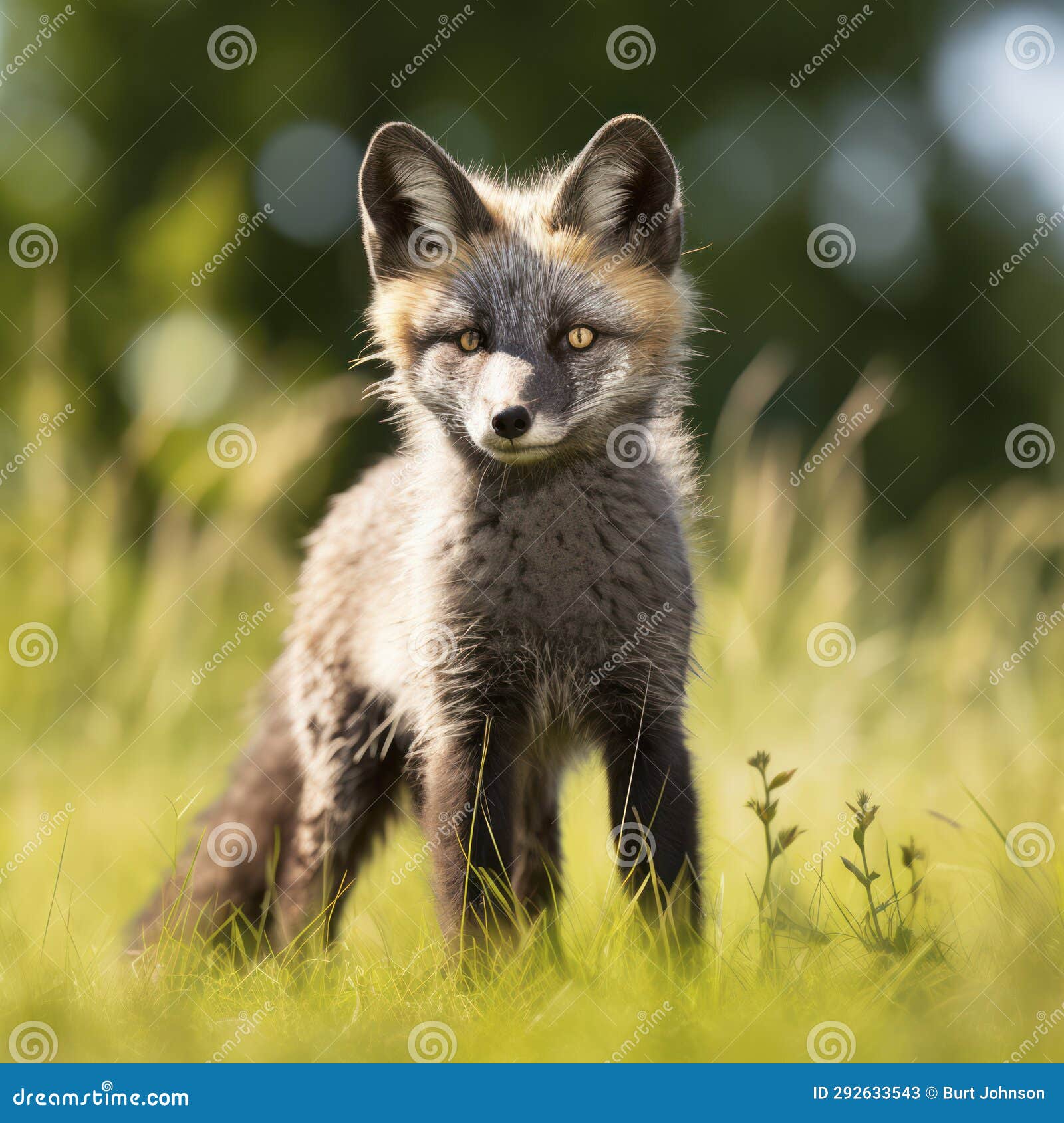 Brown Artic Fox in Summer Standing in a Field Stock Image - Image of ...