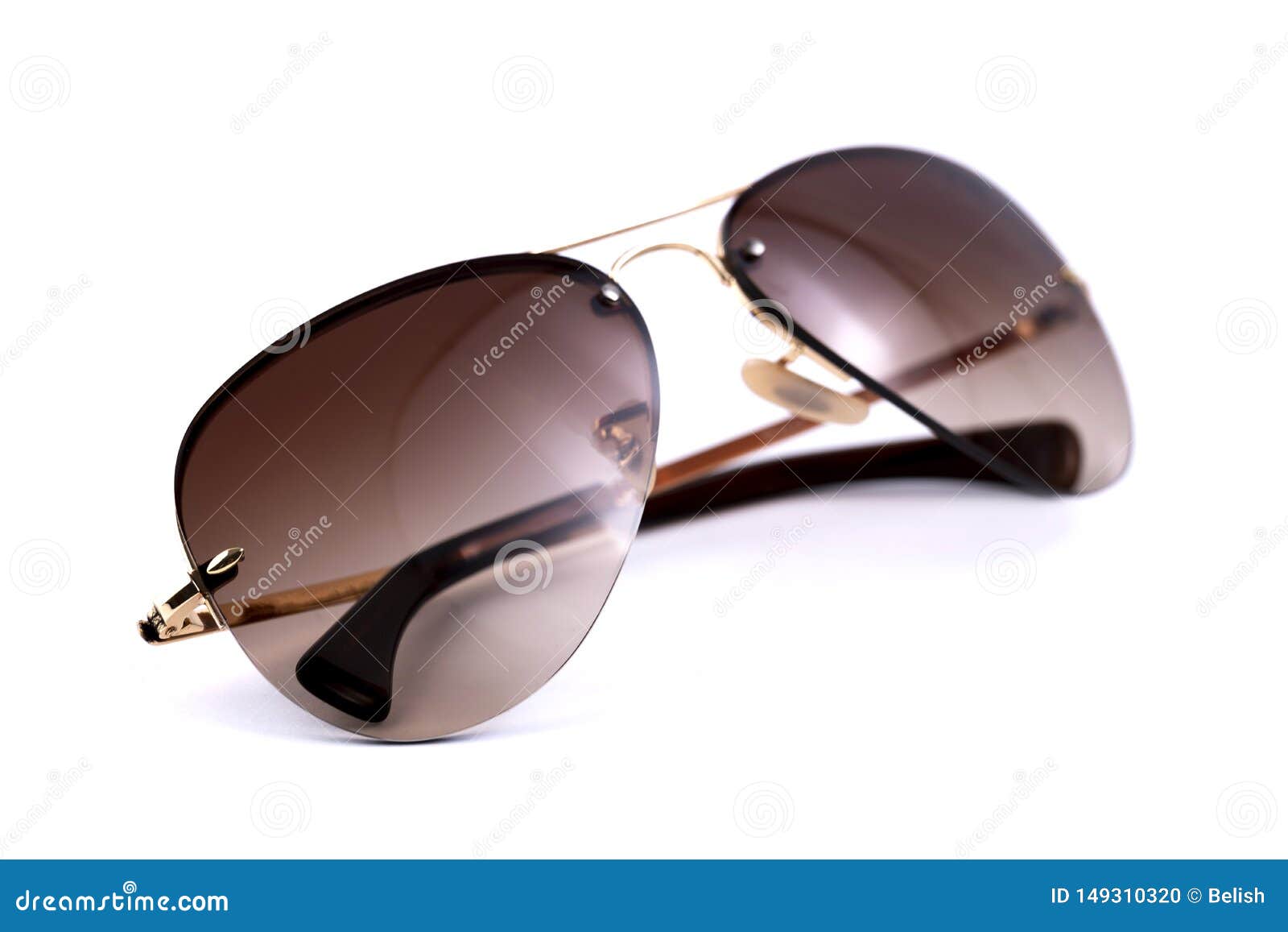 Brown Aviator Sunglasses on White Stock Photo - Image of entertainment ...