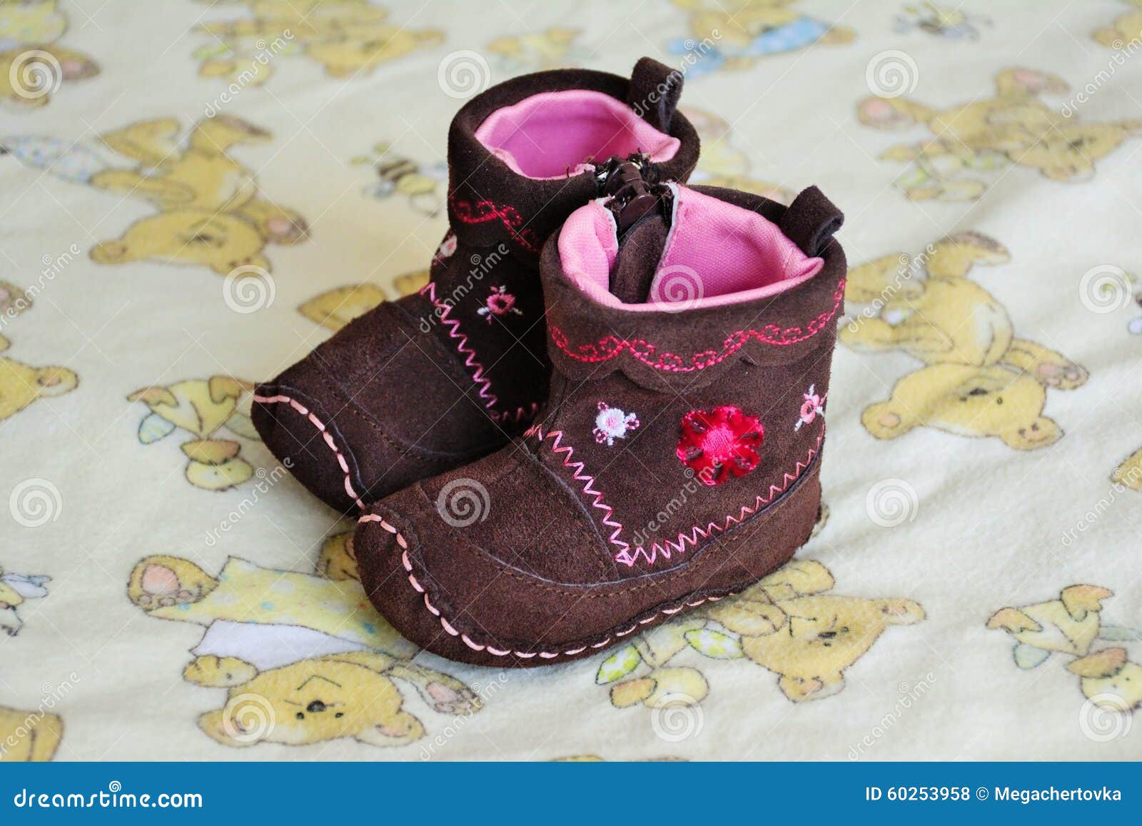 Brown baby booties stock photo. Image of closeup, autumn - 60253958