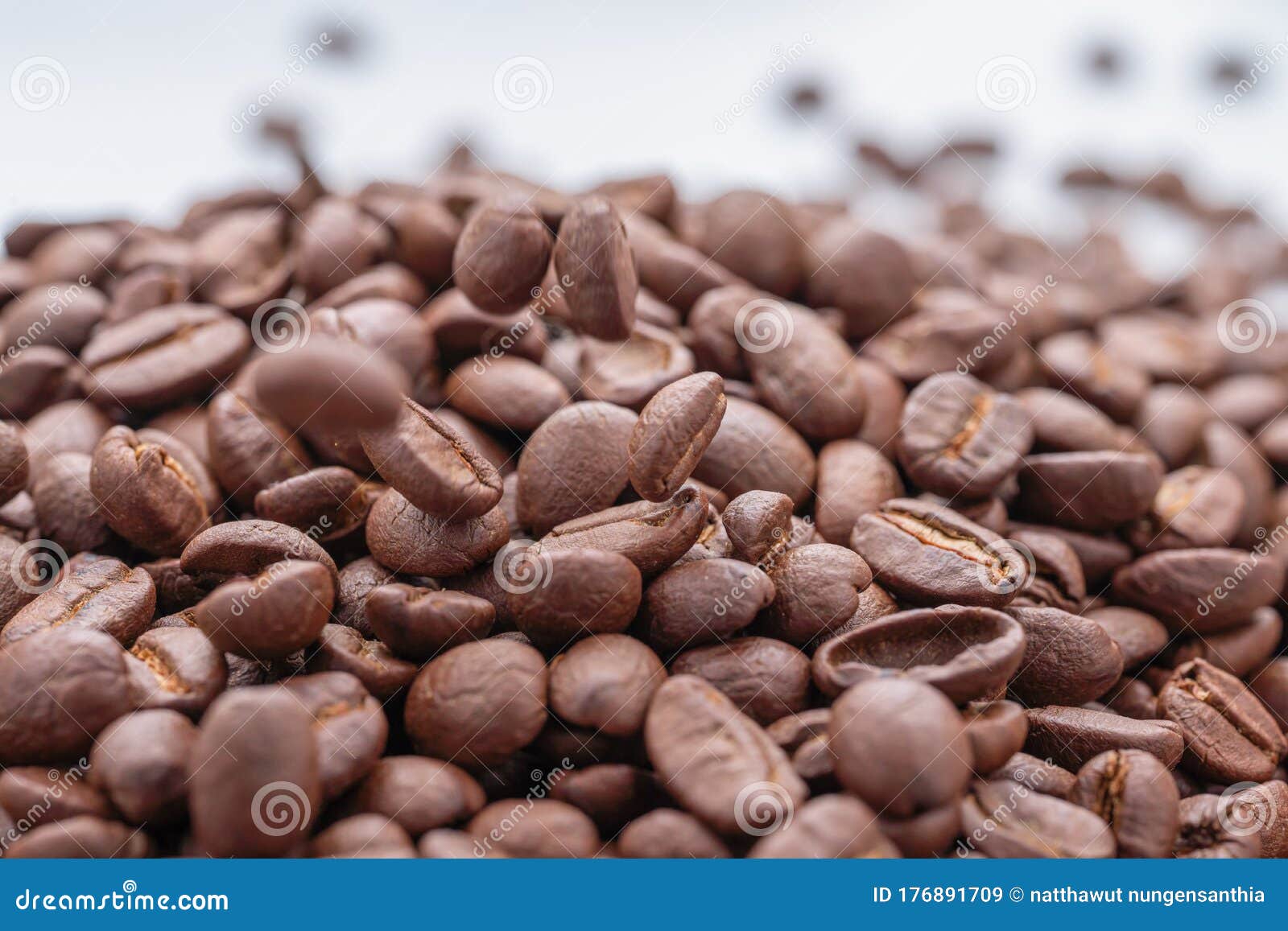 Brown Background of Coffee Grains in Dropcopy Space Stock Image - Image ...